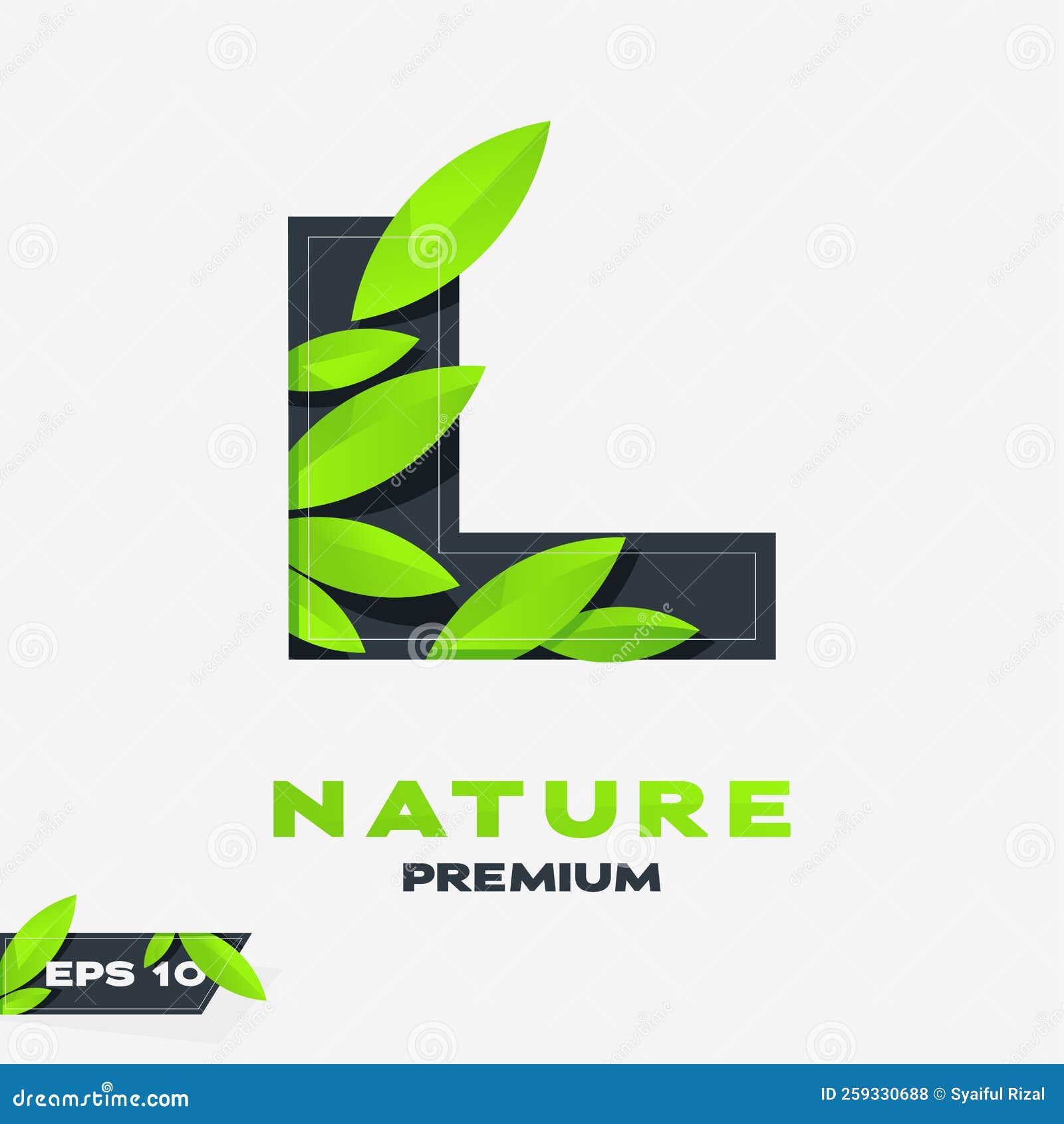 Natural Alphabet L Logo with Green Colored Leaves. Stock Illustration ...
