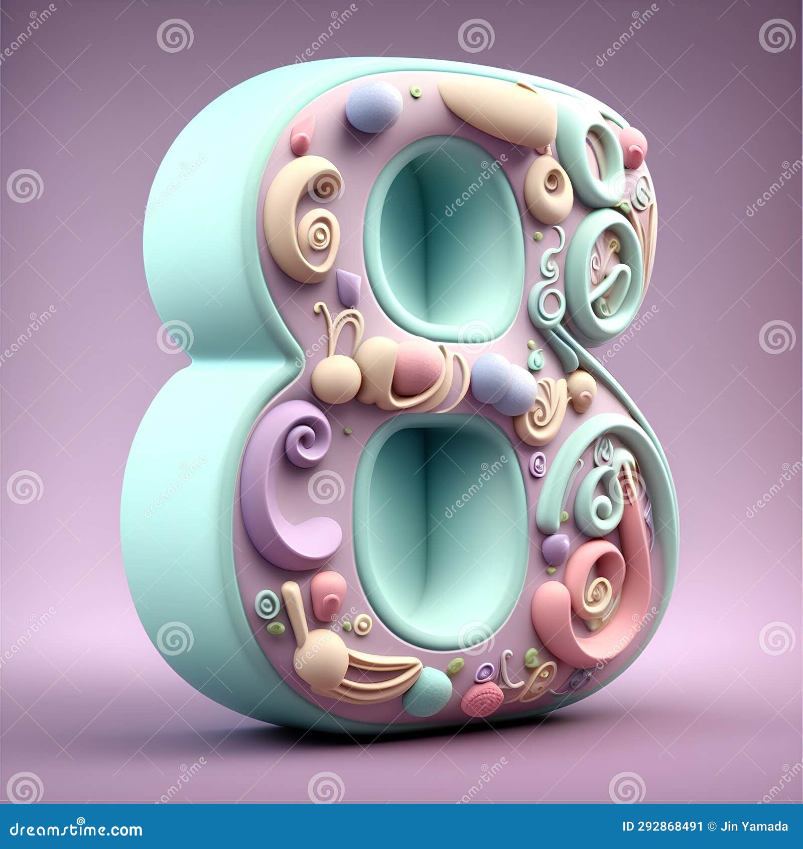 Alphabet Number 8 in Pastel Colors. 3D Render Stock Illustration ...