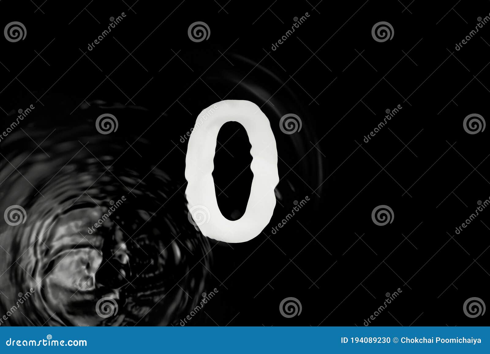 Alphabet Number Under Water Wave and Water Splash,number 0. Stock Photo ...