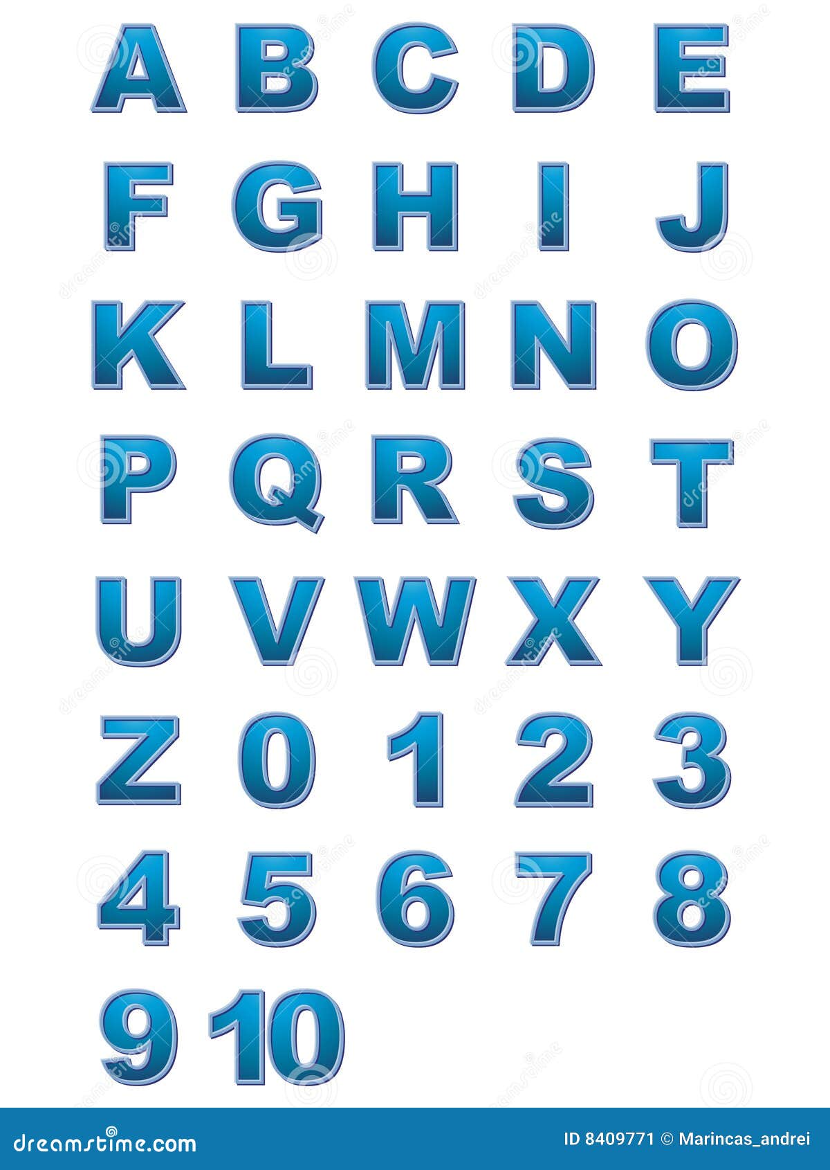 Alphabet and numbers stock vector. Illustration of digits - 8409771