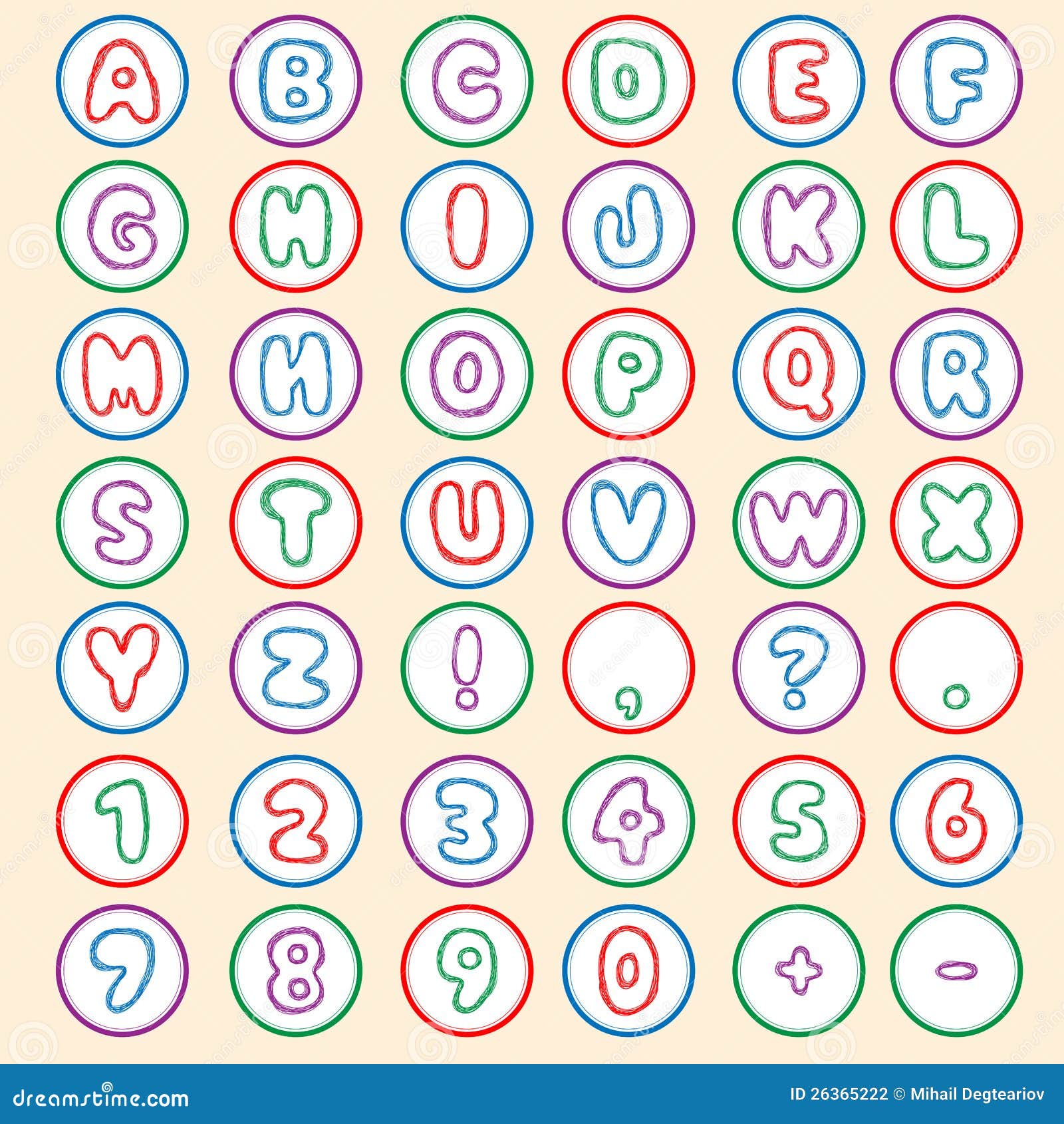 Alphabet and Numbers in a Colorful Style Stock Vector - Illustration of ...