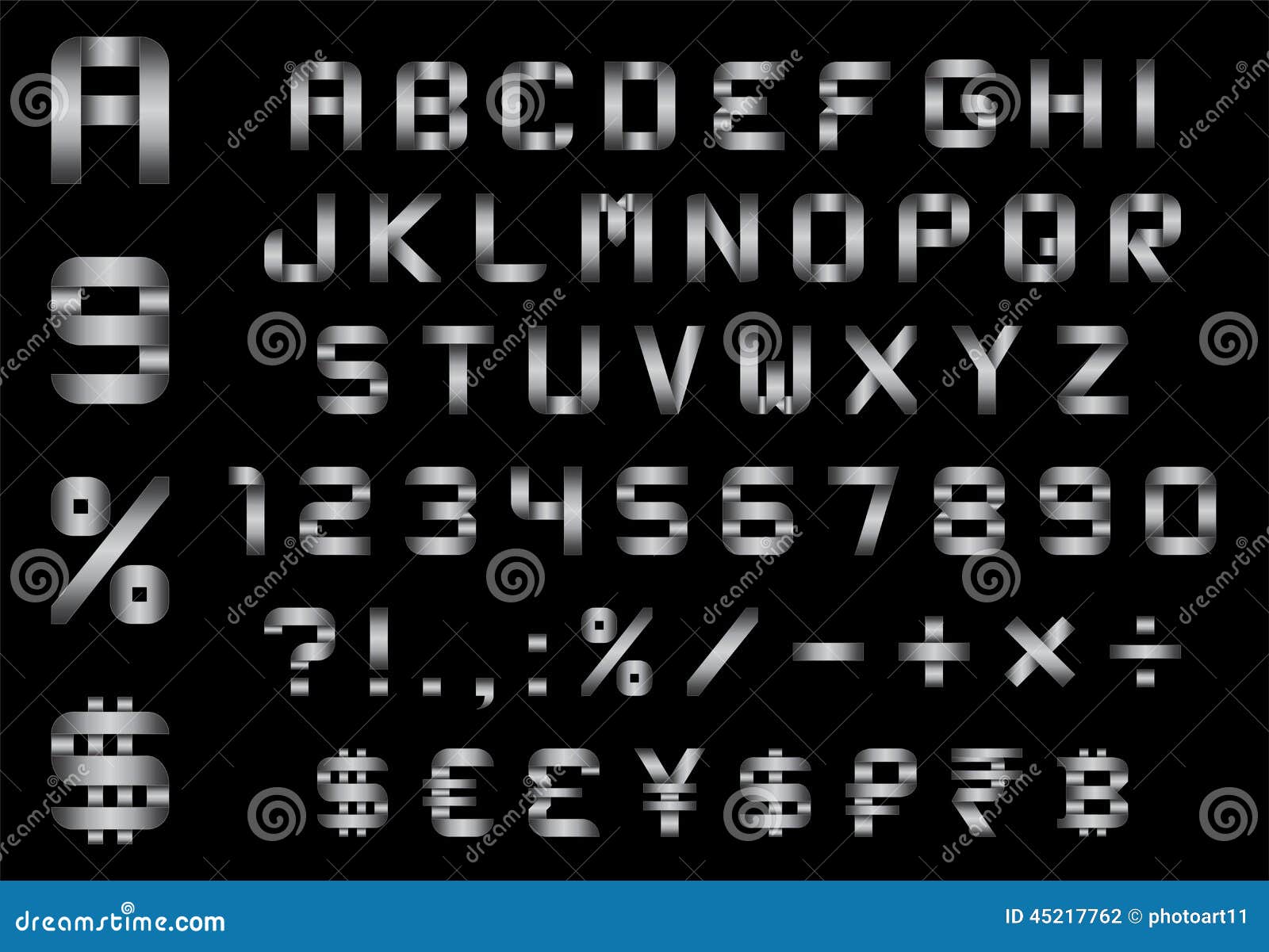 Alphabet, Numbers, Currency And Symbols Pack - Rectangular Bent Metal ...