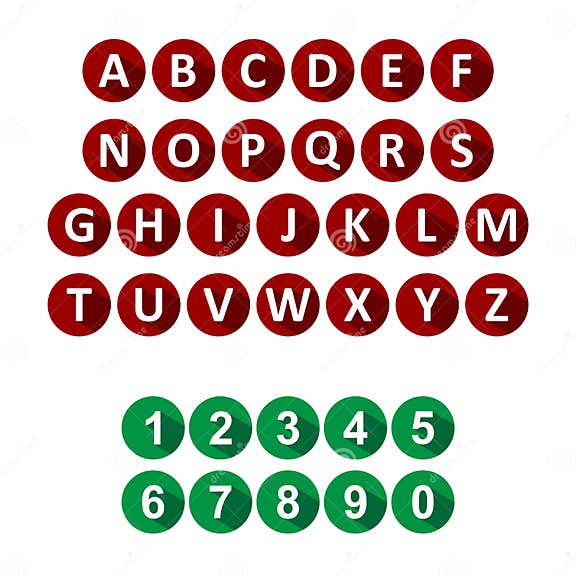 Alphabet and numbers icons stock vector. Illustration of tokens - 48744422
