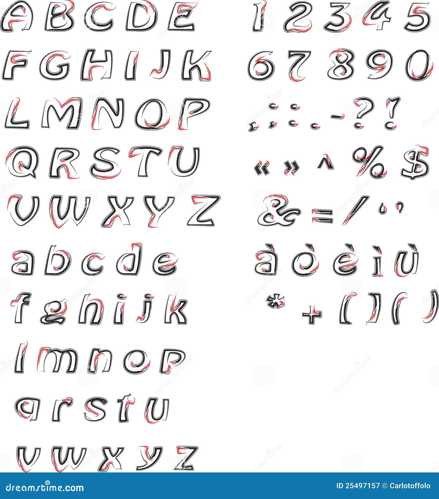 Alphabet, Numbers and Punctuation Stock Illustration - Illustration of ...