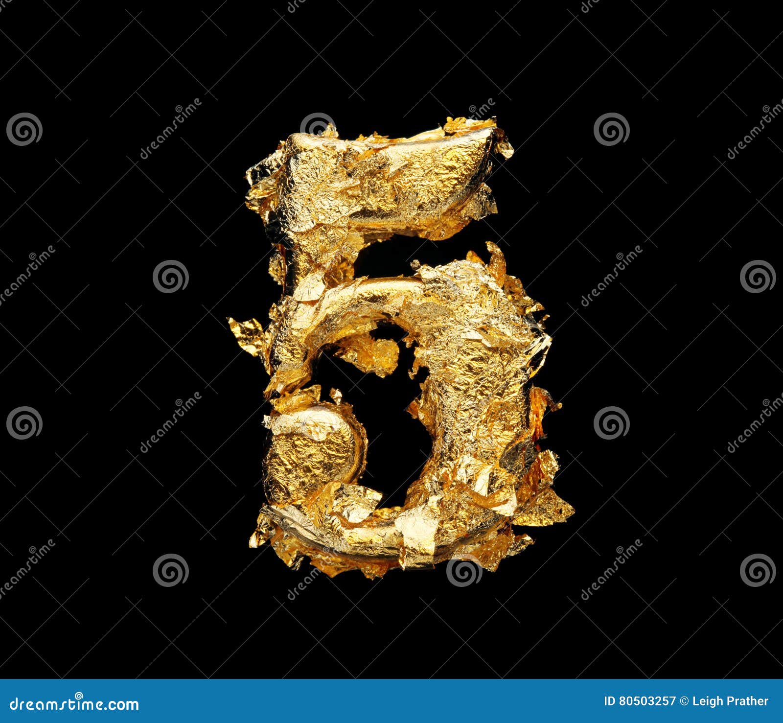 Alphabet and Numbers in Rough Gold Leaf Stock Image - Image of metal ...
