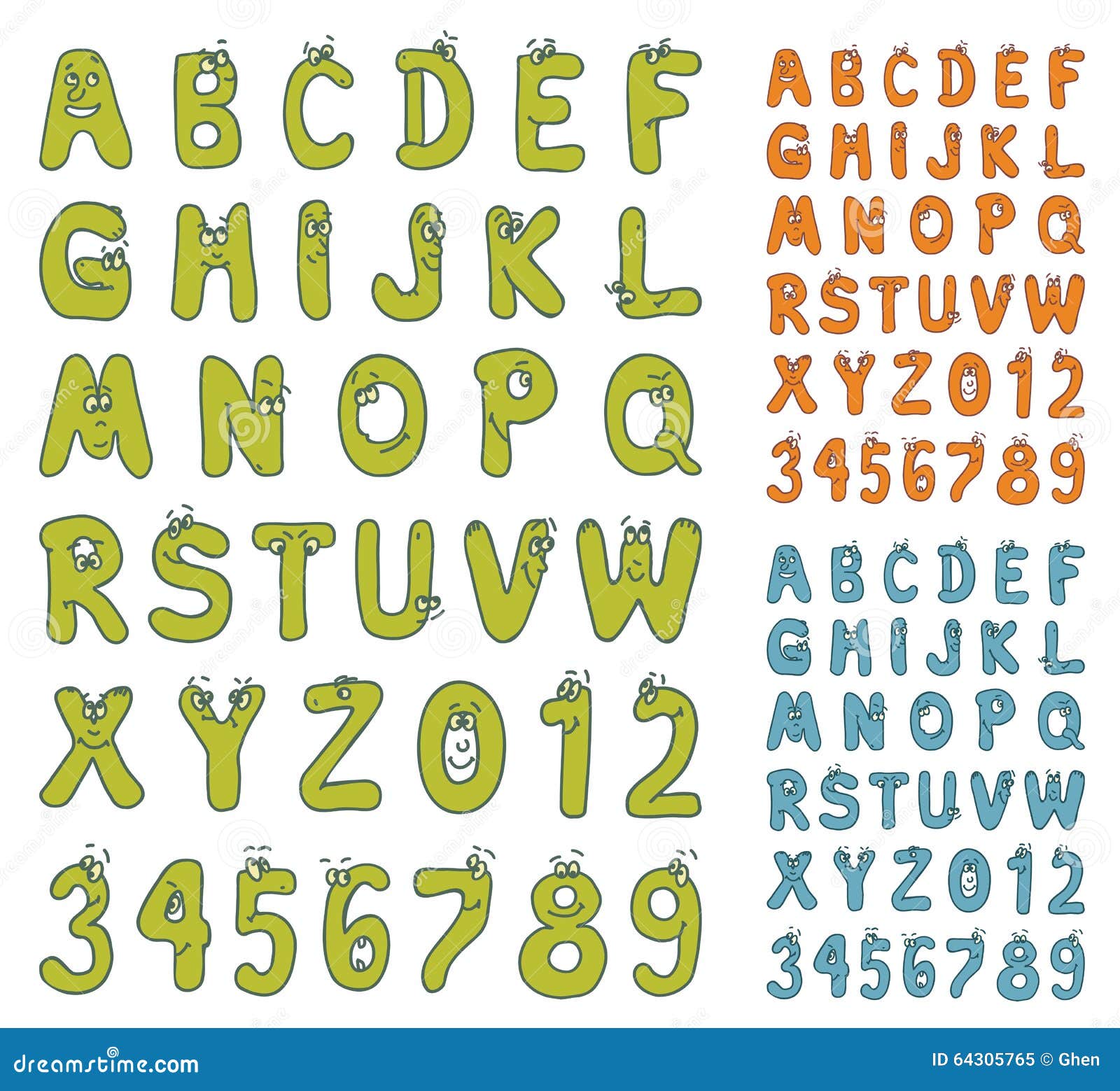 Alphabet and numbers set stock vector. Illustration of preschool - 64305765