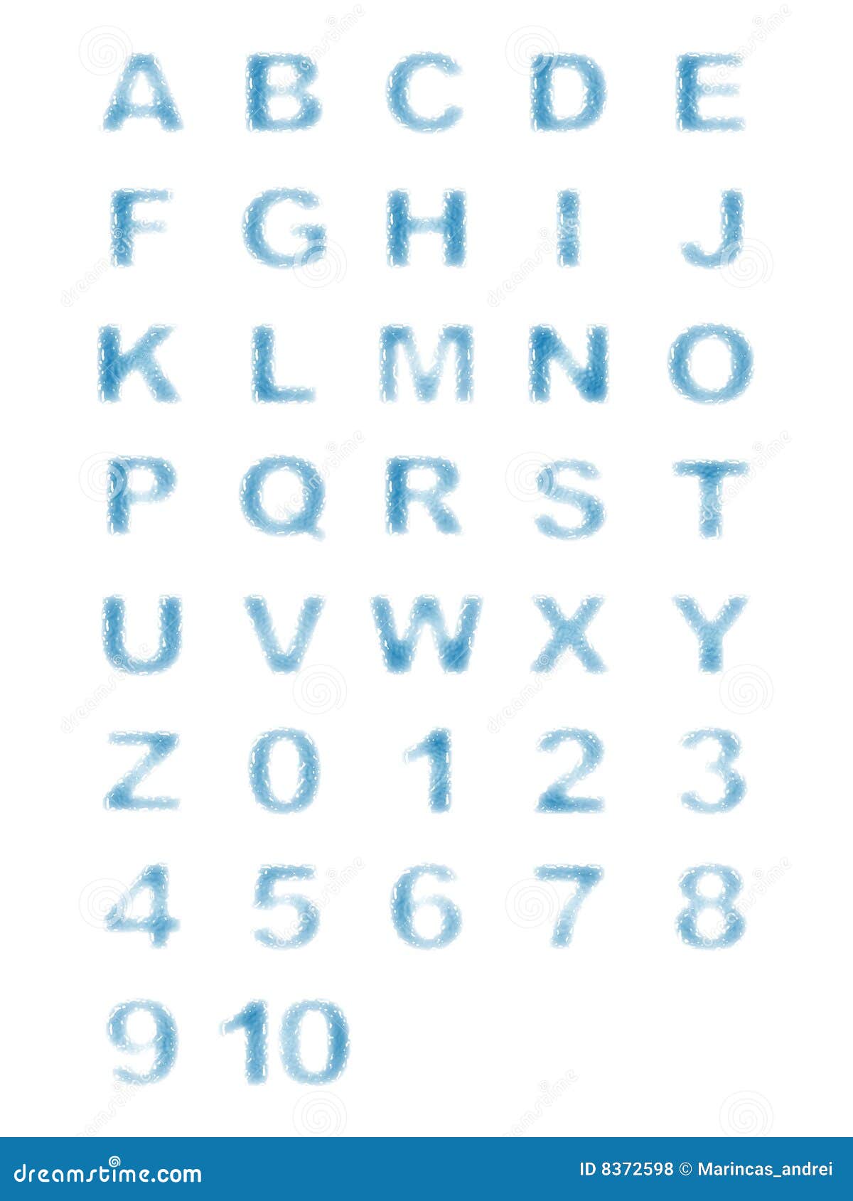 Alphabet and Numbers Water Texture Stock Illustration - Illustration of ...