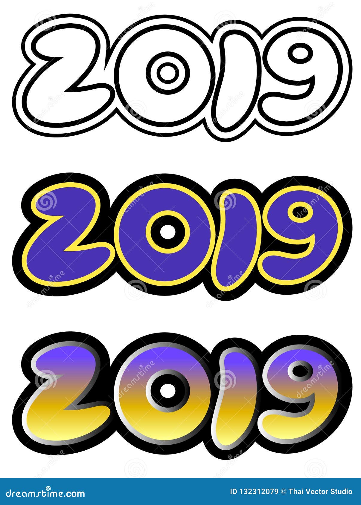 Alphabet Numeric 2019 Color Set Stock Illustration - Illustration of ...