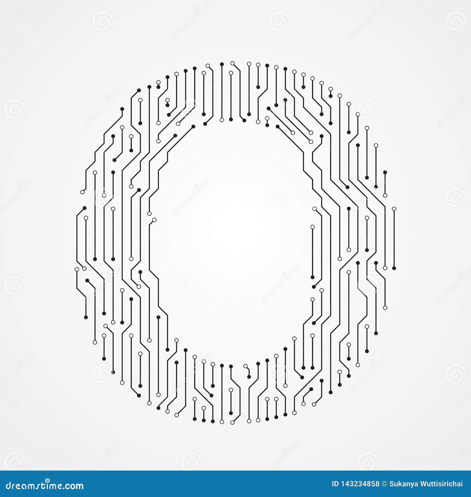 Alphabet O Shape Digital Line Design Stock Vector - Illustration of ...
