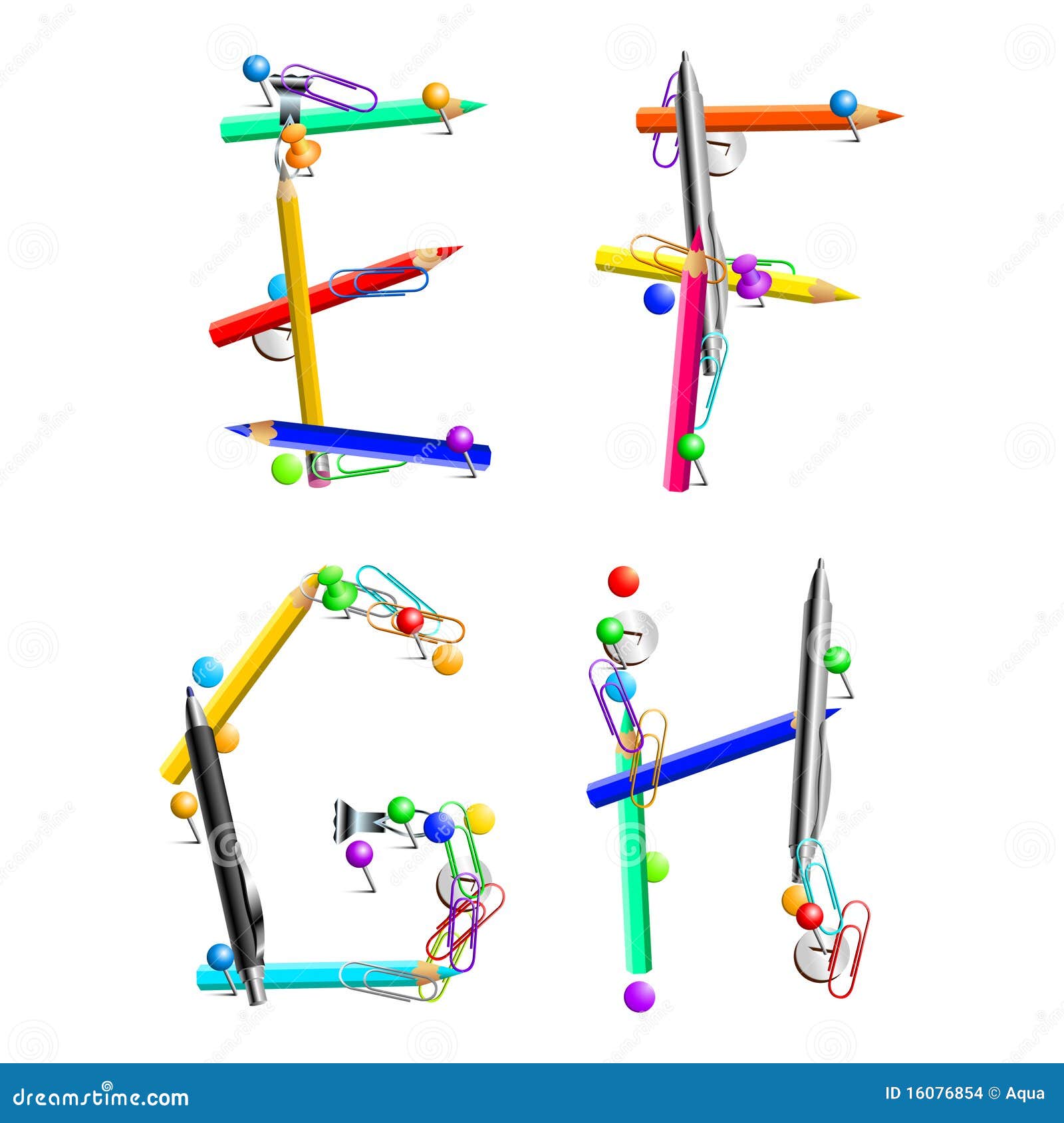 Alphabet Office EFGH Vector Illustration | CartoonDealer.com #16076854