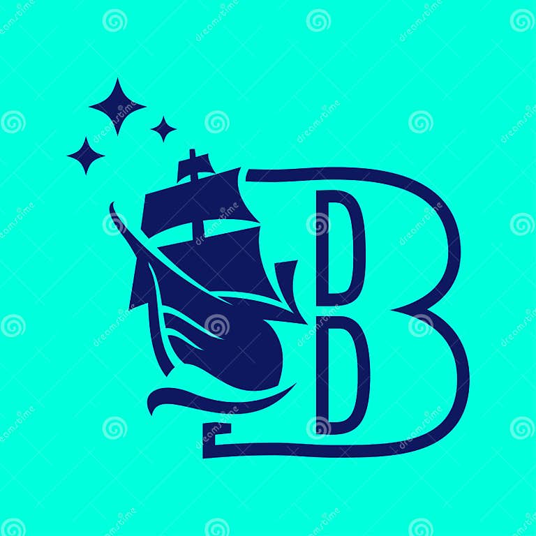 Old Sailboat Alphabet B Logo Stock Illustration - Illustration of navy ...