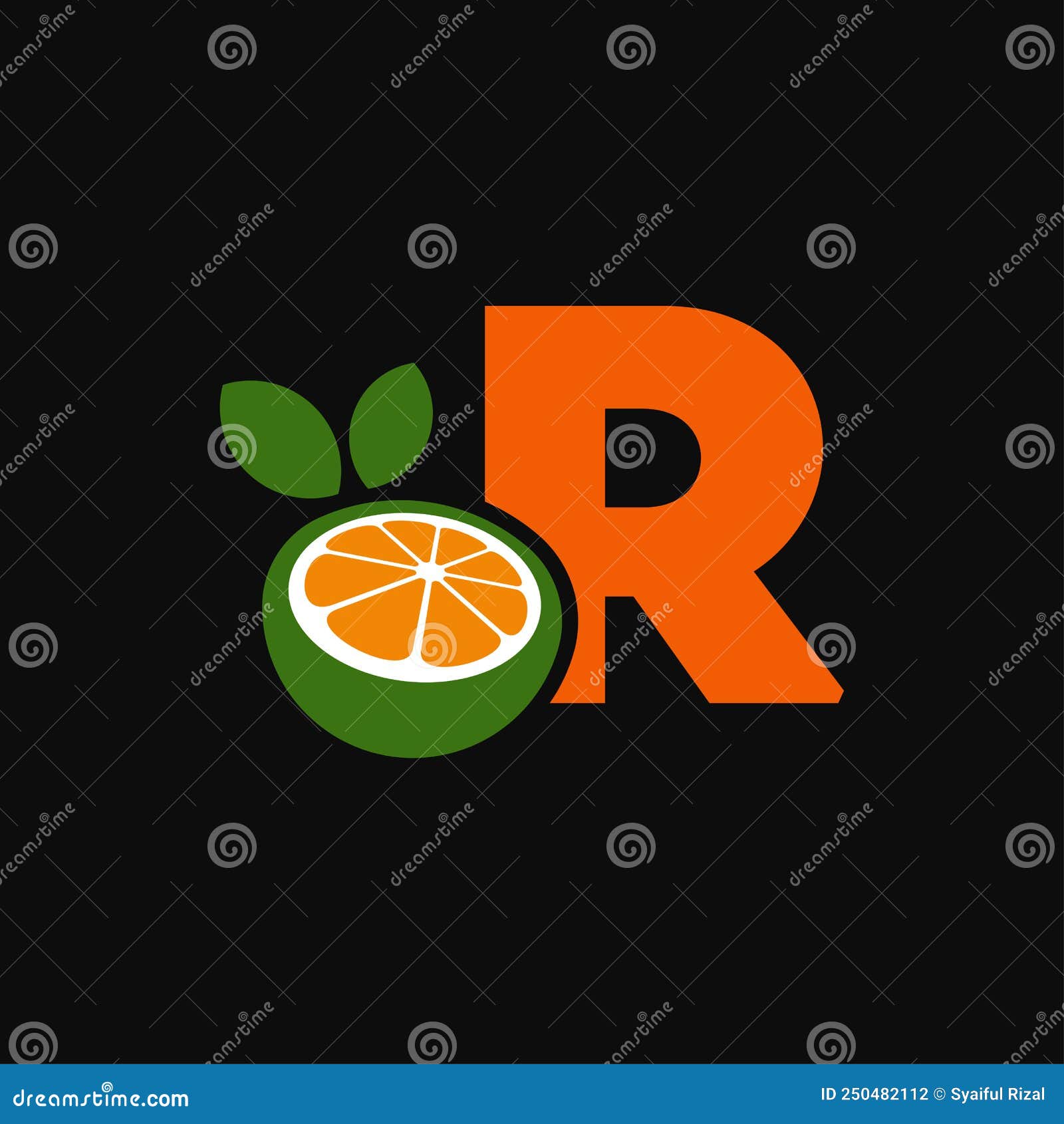 Orange and R Logo with Dark Background Stock Illustration ...