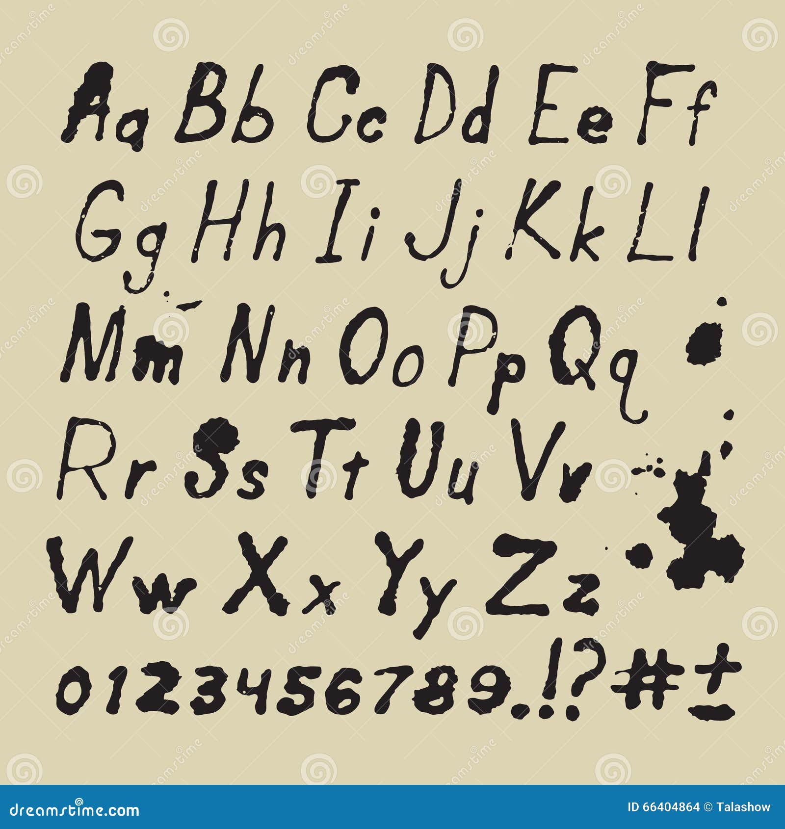 Alphabet and Other Symbols Handwritten by Ink. Stock Vector ...