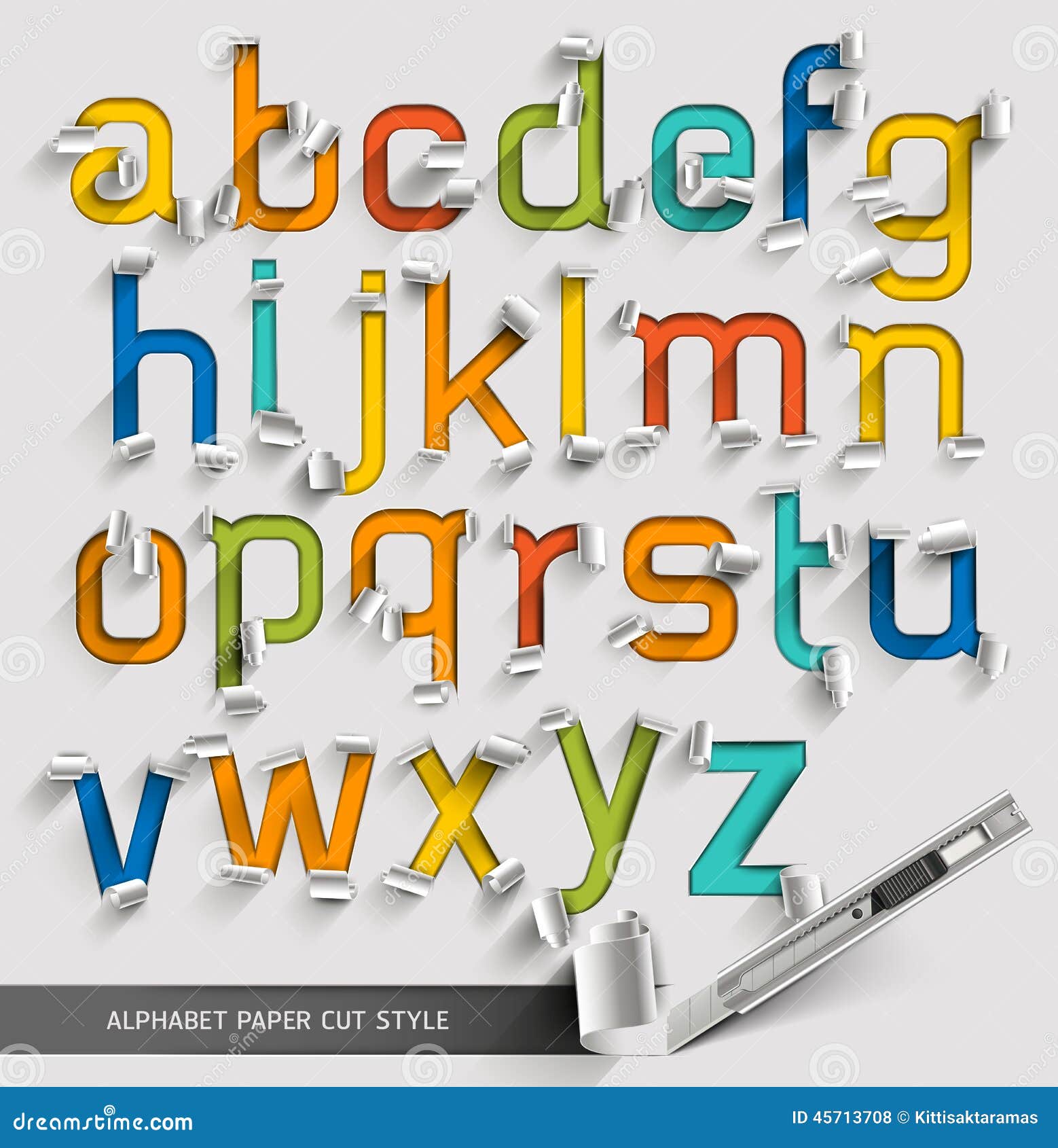 Alphabet Paper Cut Colorful Font Style Stock Vector Image 45713708