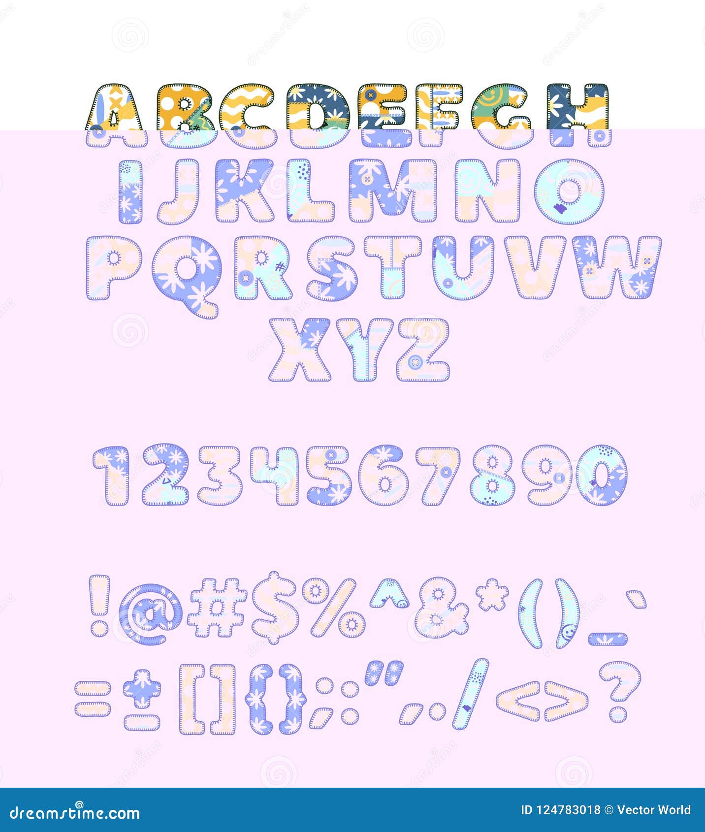 Patchwork Font Cartoon Vector | CartoonDealer.com #30360983
