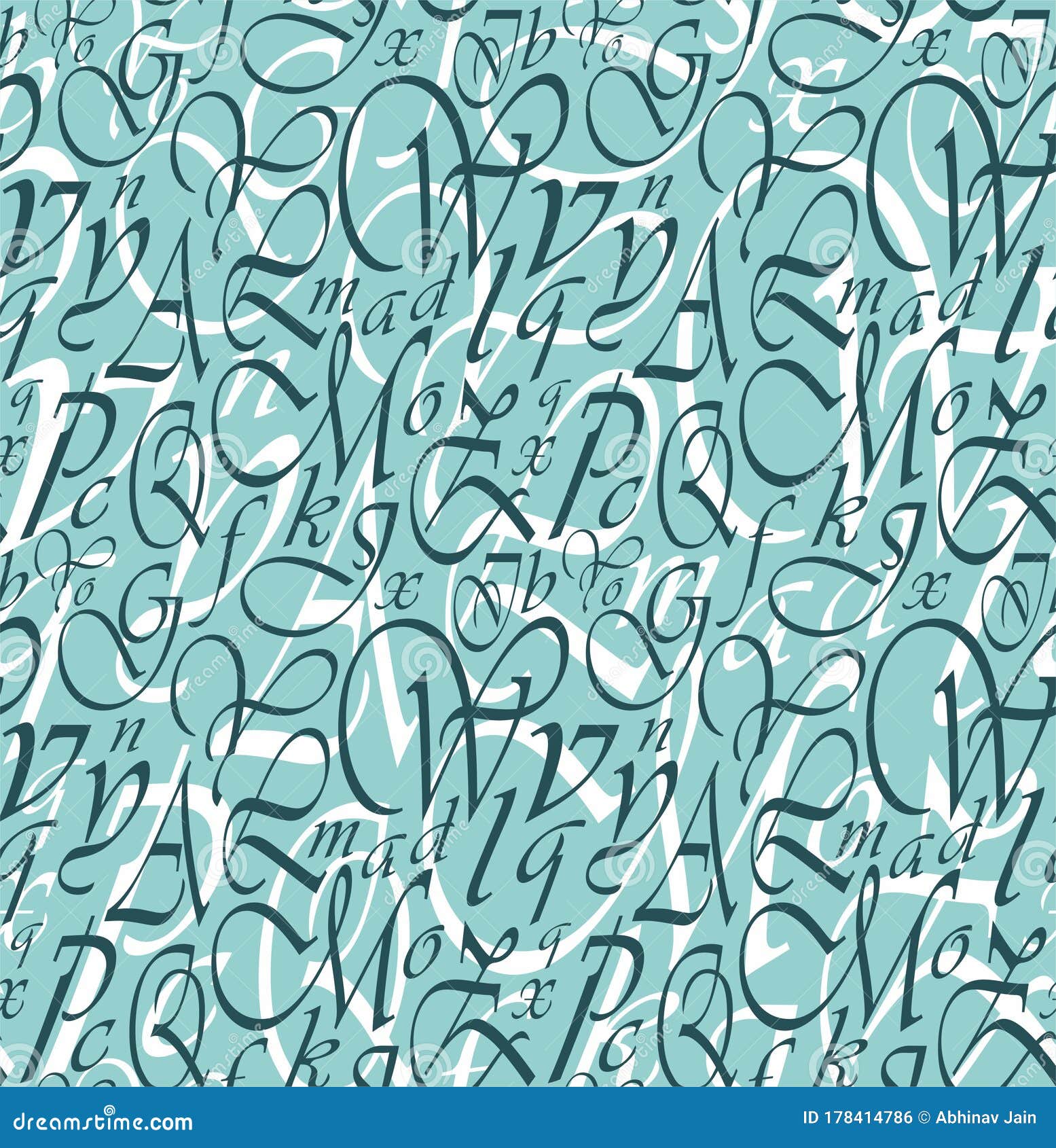 Alphabet Pattern Multicolor Seamless Pattern Background. Italic ...