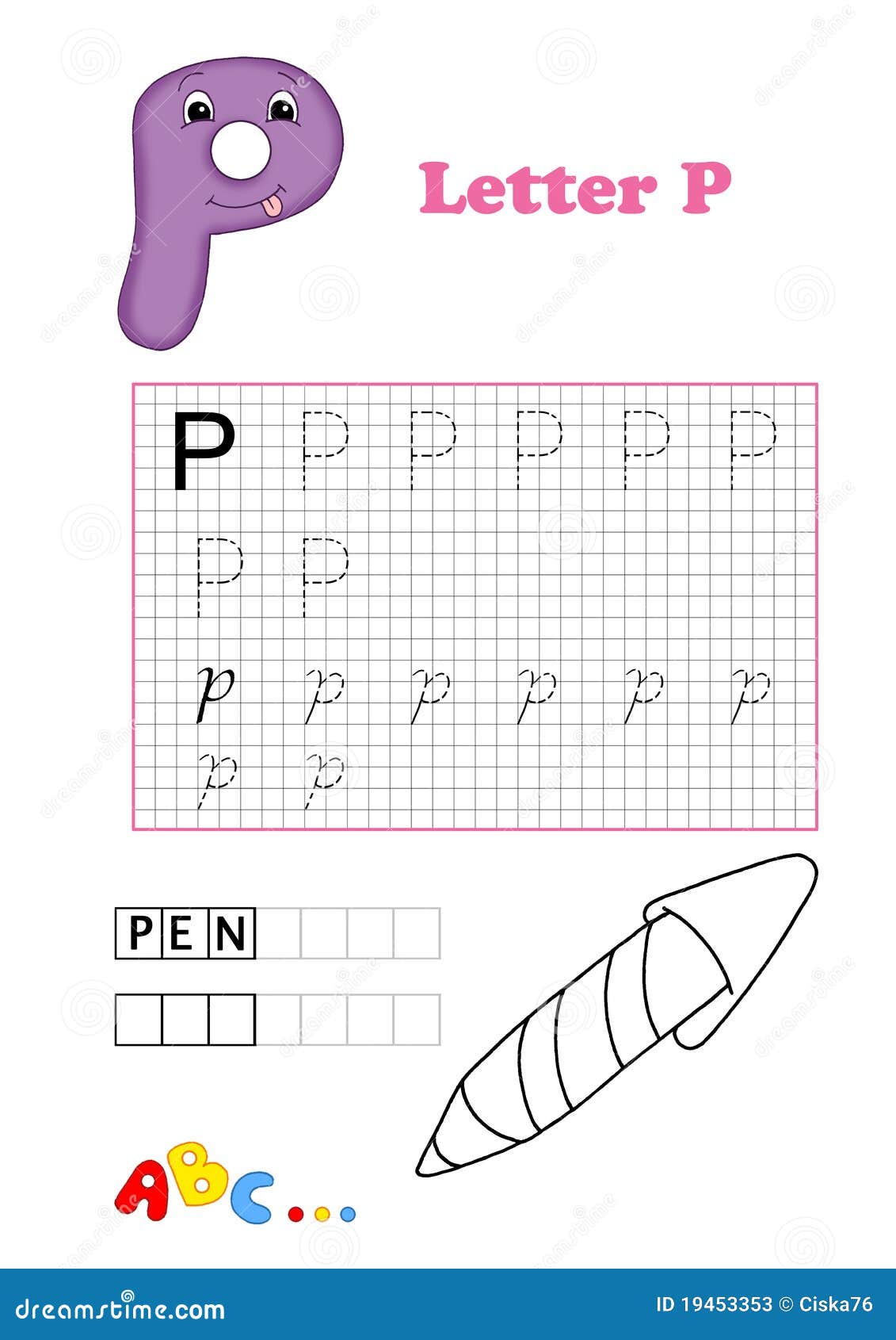 Alphabet, pen stock illustration. Illustration of alphabet - 19453353