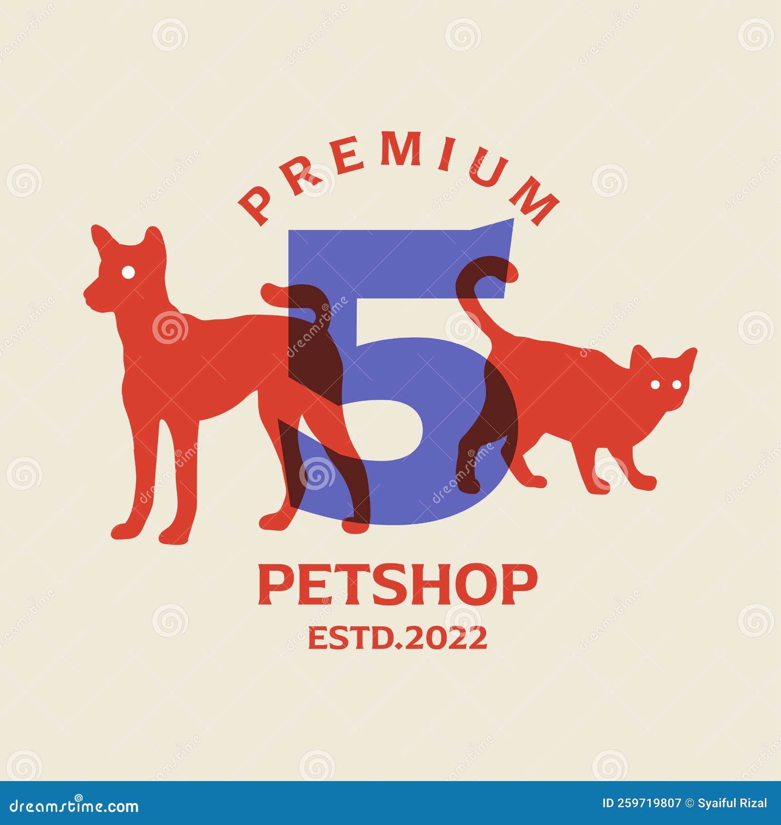 Dog and Cat in the Middle Number 5 Stock Illustration - Illustration of ...