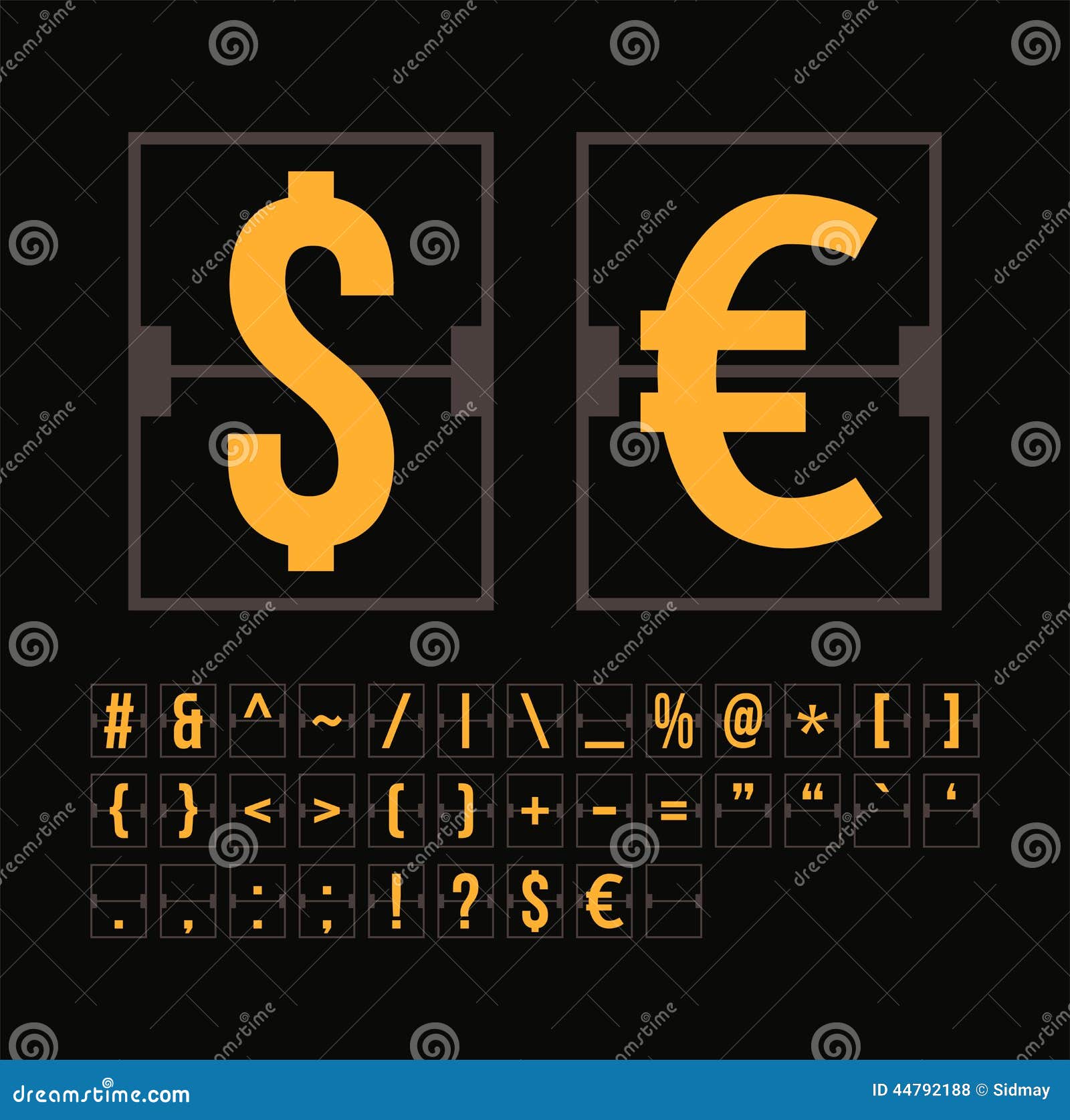 Alphabet Plat De Symboles De Tableau Indicateur D'ensemble Illustration ...