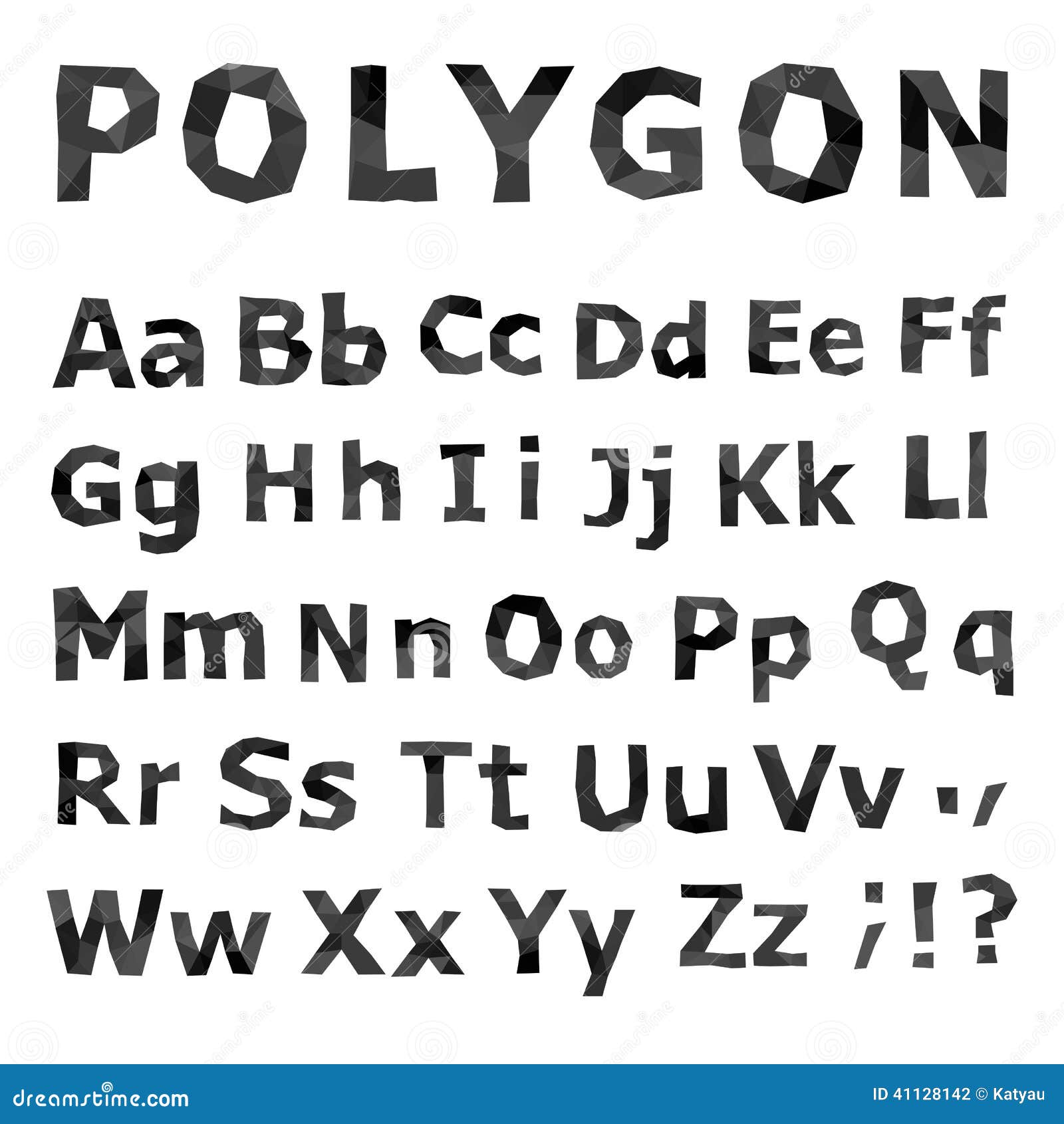 Alphabet. Polygonal Font Set. Stock Vector - Illustration of crumpled ...
