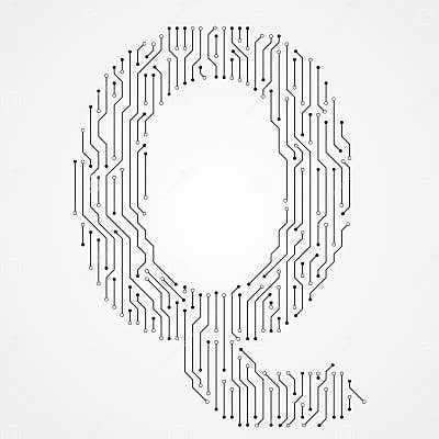 Alphabet Q Shape Digital Line Design Stock Vector - Illustration of ...