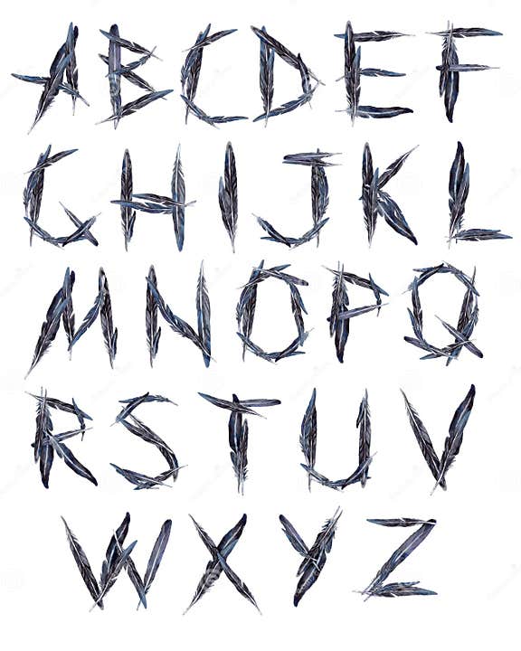 Alphabet raven feather stock illustration. Illustration of feather ...