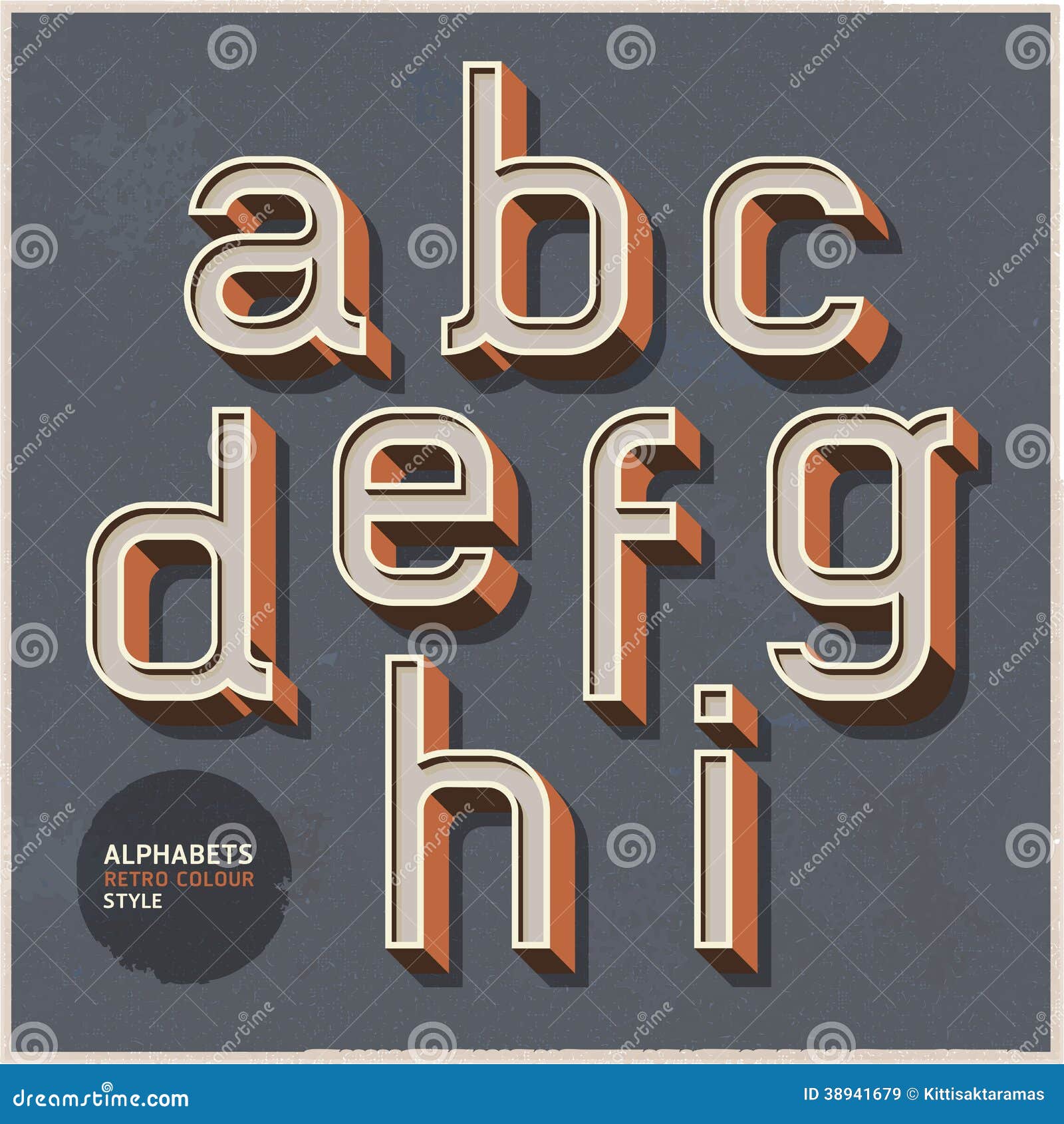 Alphabet Retro Colour Style. Stock Vector - Illustration of education ...