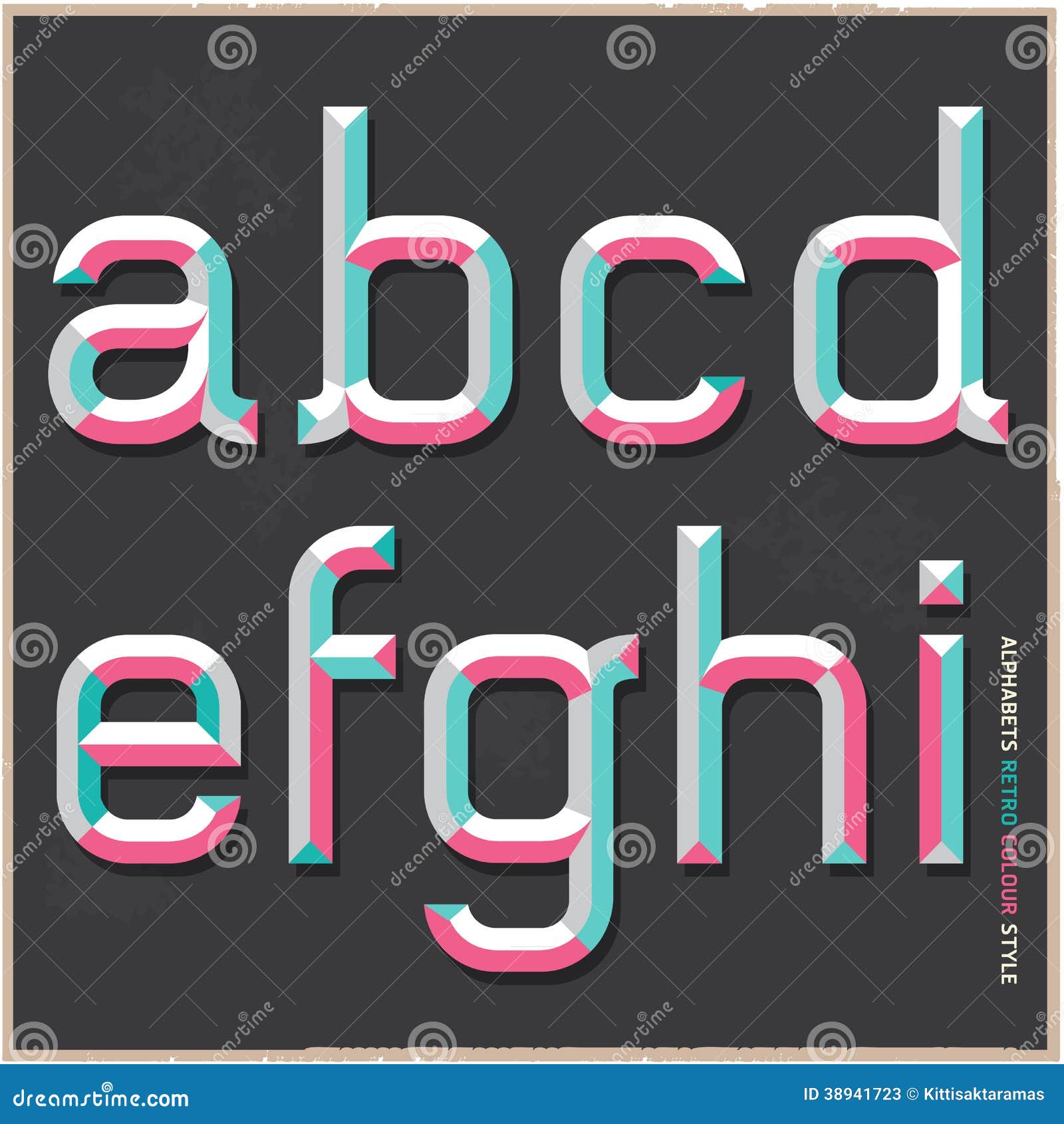 Alphabet Retro Colour Style. Stock Vector - Illustration of font, line ...