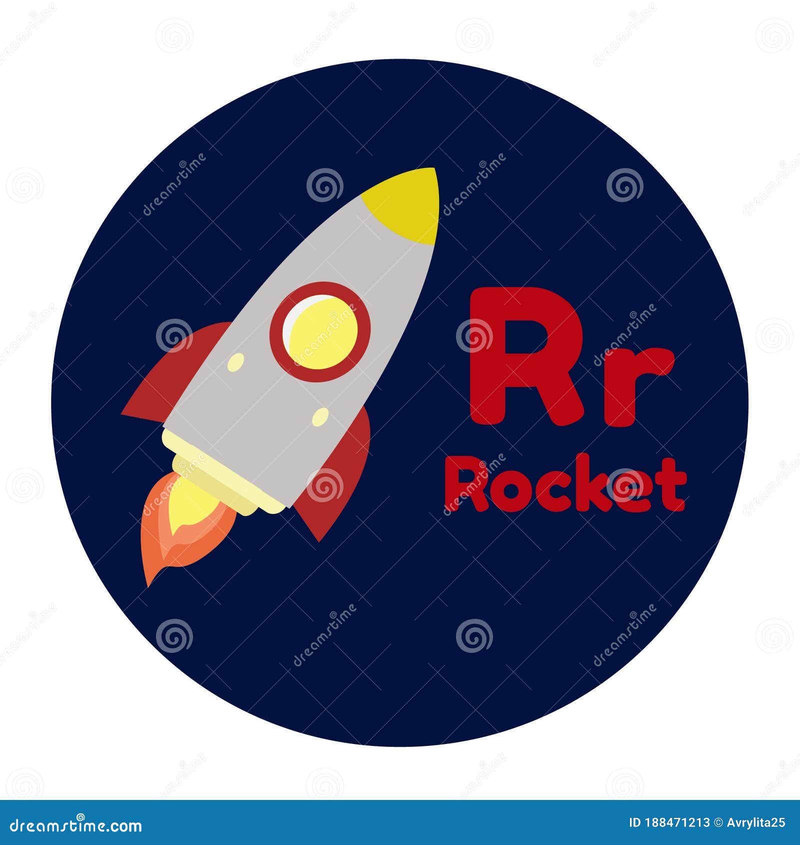 Alphabet R Rocket Cartoon Illustration Vector for Kid Stock Vector ...