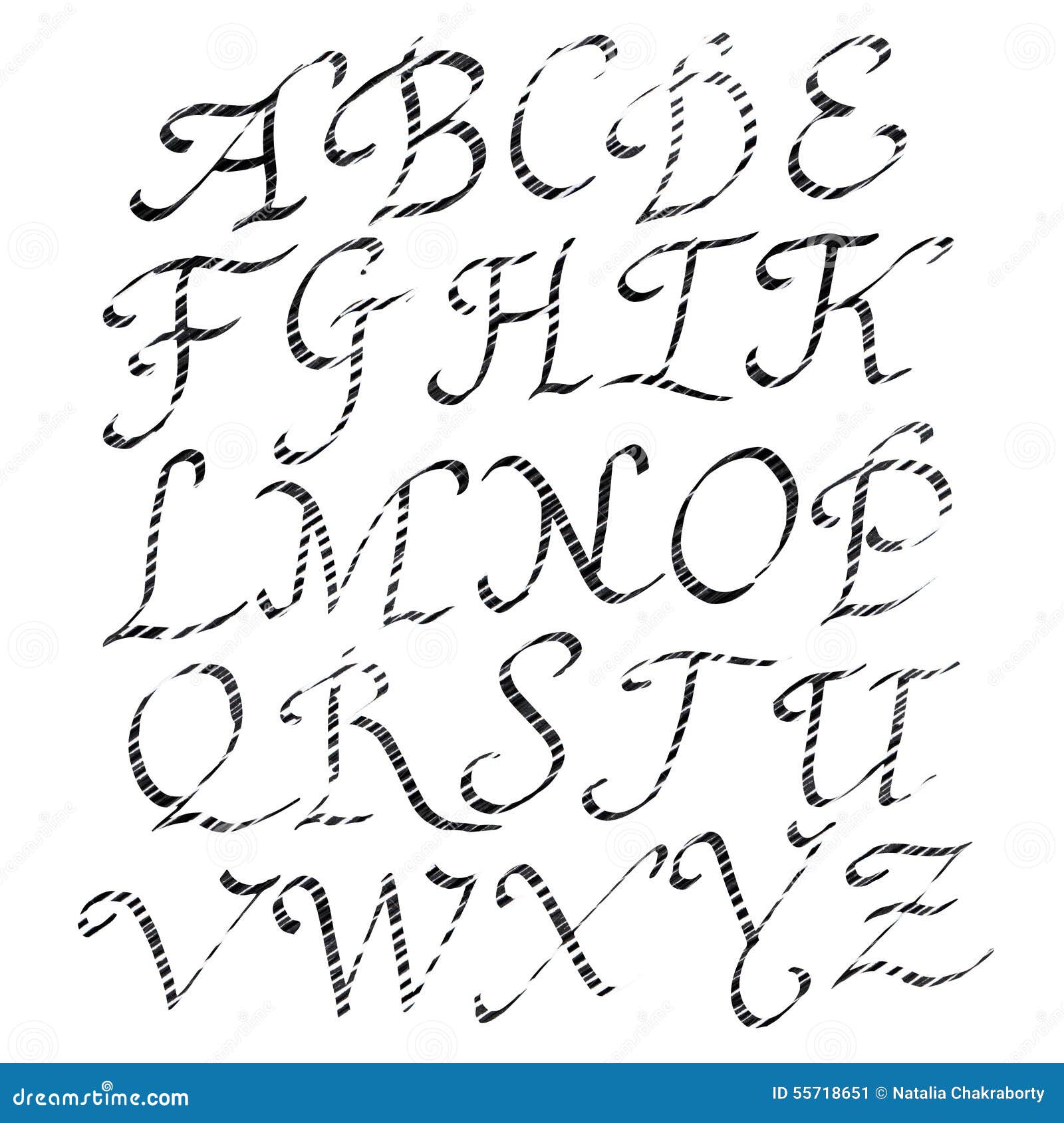 Alphabet romain fait main illustration stock. Illustration du ...