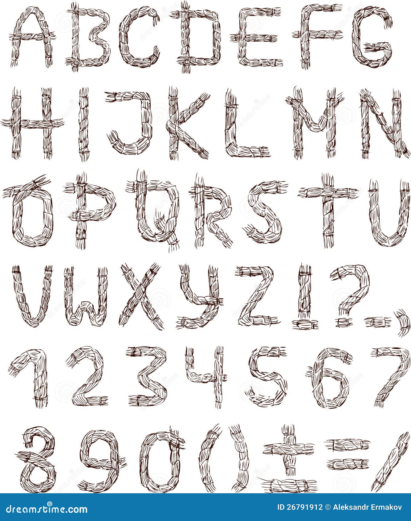 Alphabet of rope stock vector. Illustration of text, lowercase - 26791912