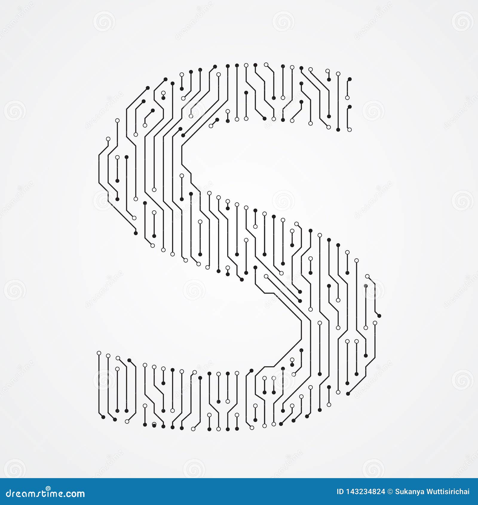 Alphabet S Shape Digital Line Design Stock Vector - Illustration of ...