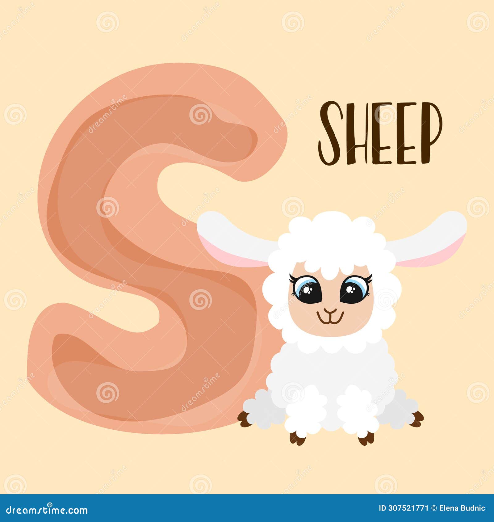 ALPHABET S Sheep Vector Educational Animals Alphabet S Is For Sheep ...
