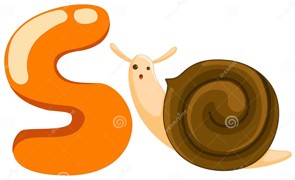 Alphabet S for snail stock vector. Illustration of cute - 14853642