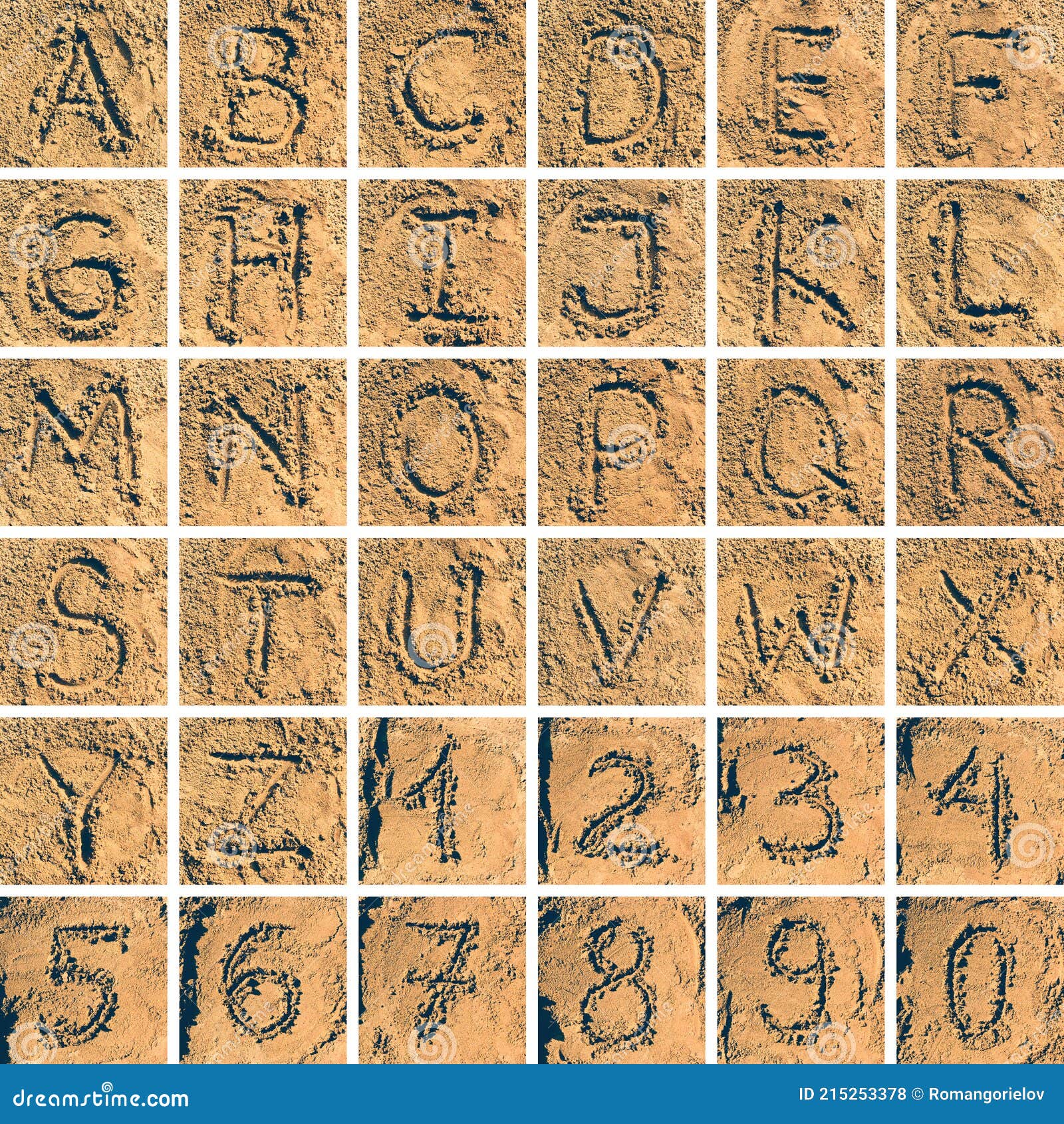 Alphabet sable photo stock. Image du brun, nature, plusieurs - 215253378