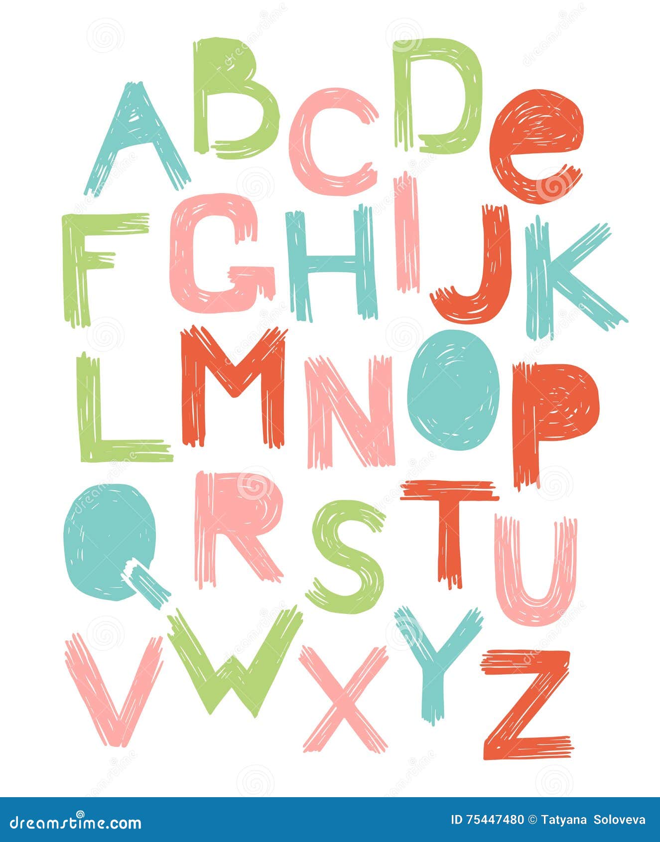 Alphabet Scratch Color Vector. Stock Vector - Illustration of ...