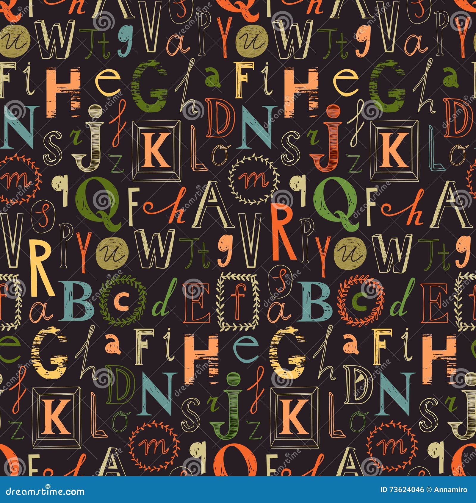 Alphabet Seamless Background. Stock Vector - Illustration of scribble ...