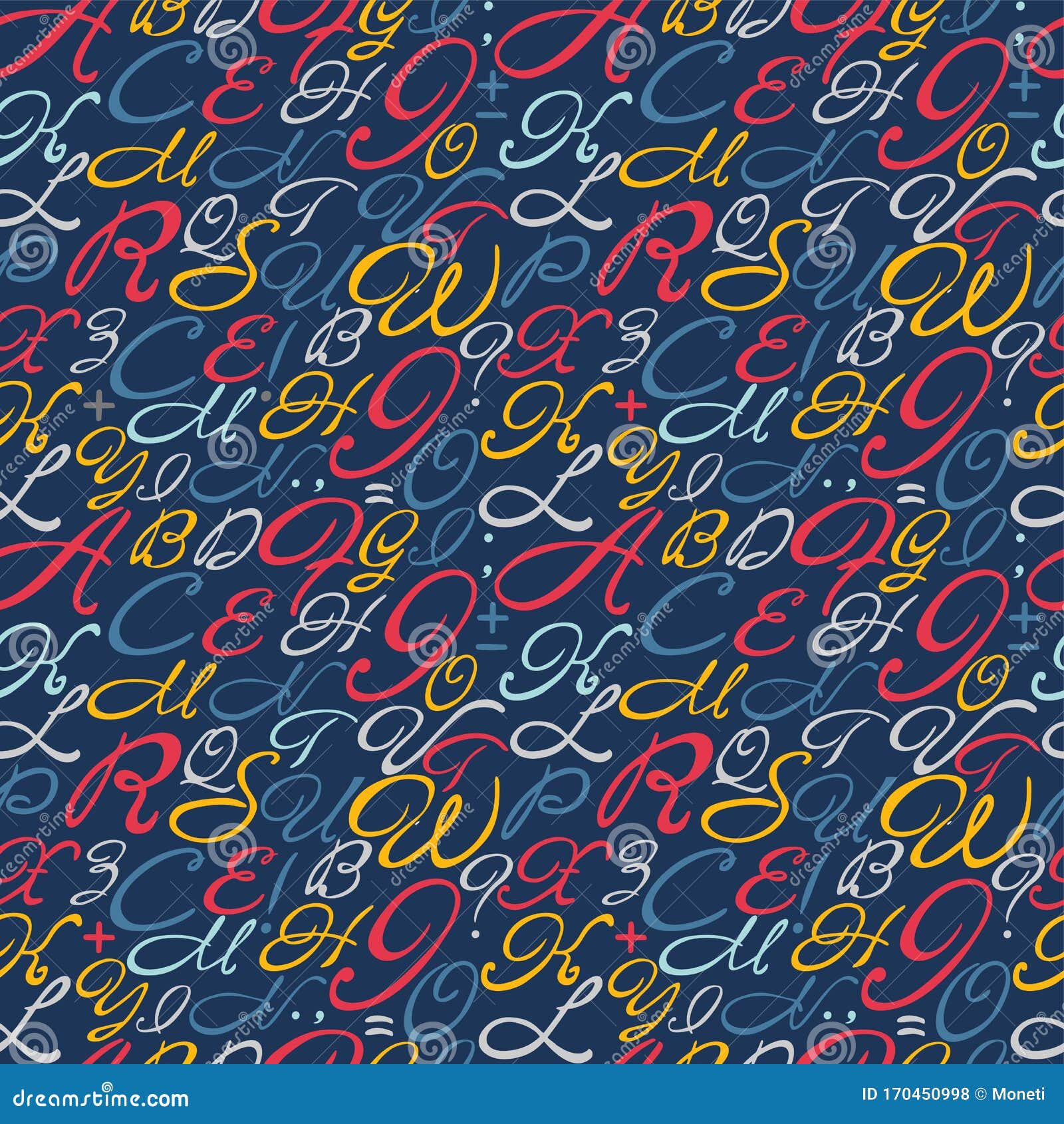 Alphabet Seamless Pattern. Colorful Letters Seamless Pattern Stock ...