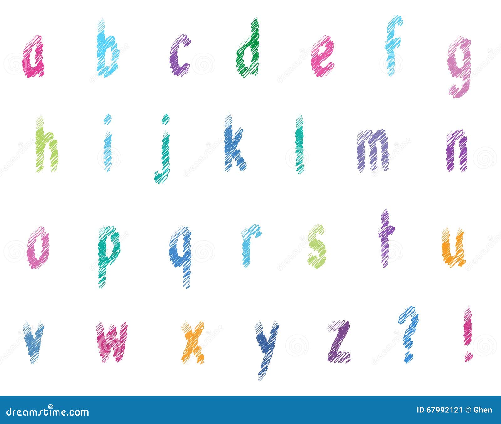 Alphabet Set with Brushed Scribble Effect on White. Lowercase Stock ...