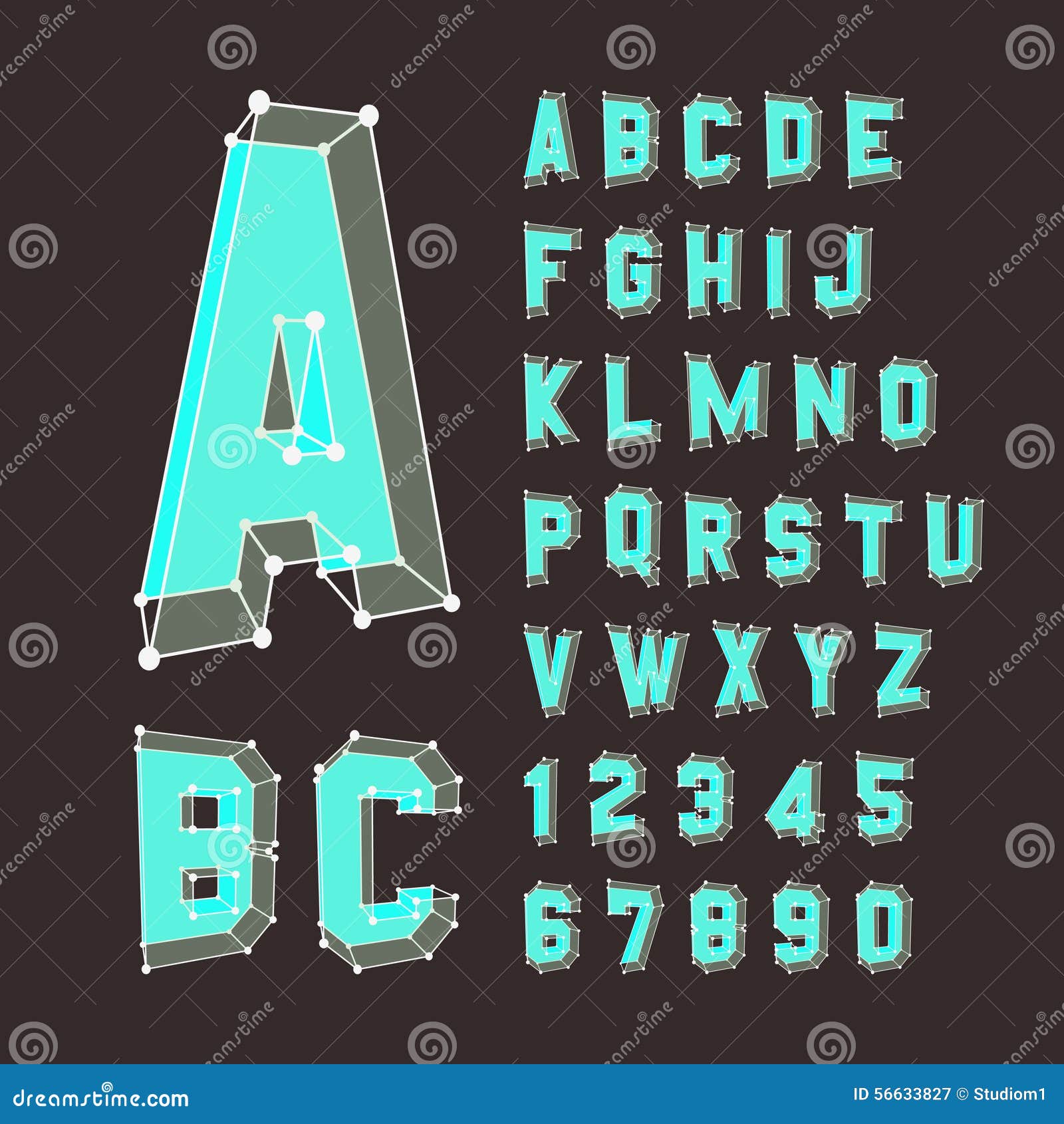 Alphabet Set. 3d Illustration. Design Elements. Stock Illustration ...