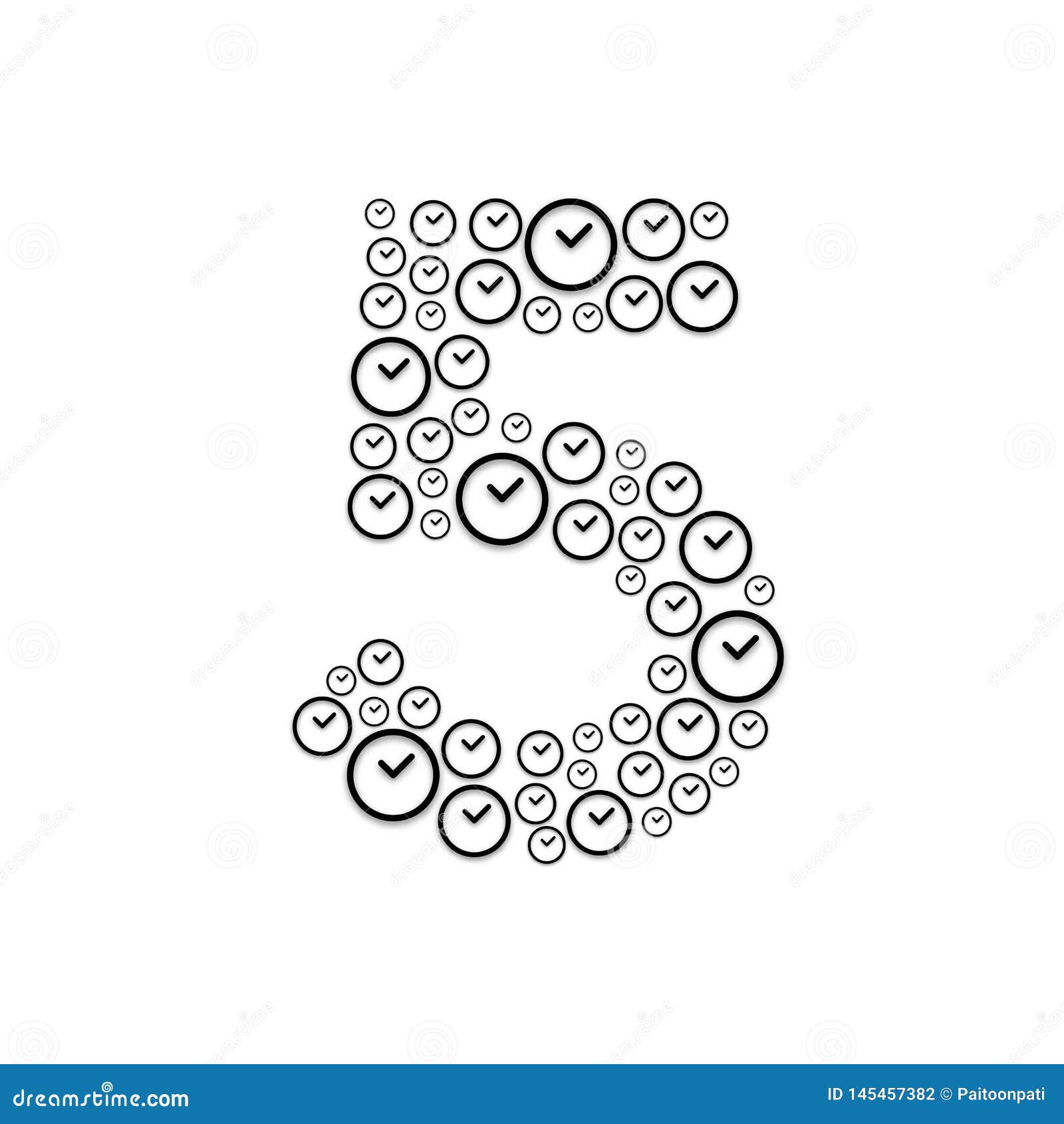 Alphabet Set Letter Number Five or 5, Clock Pattern, Time System ...