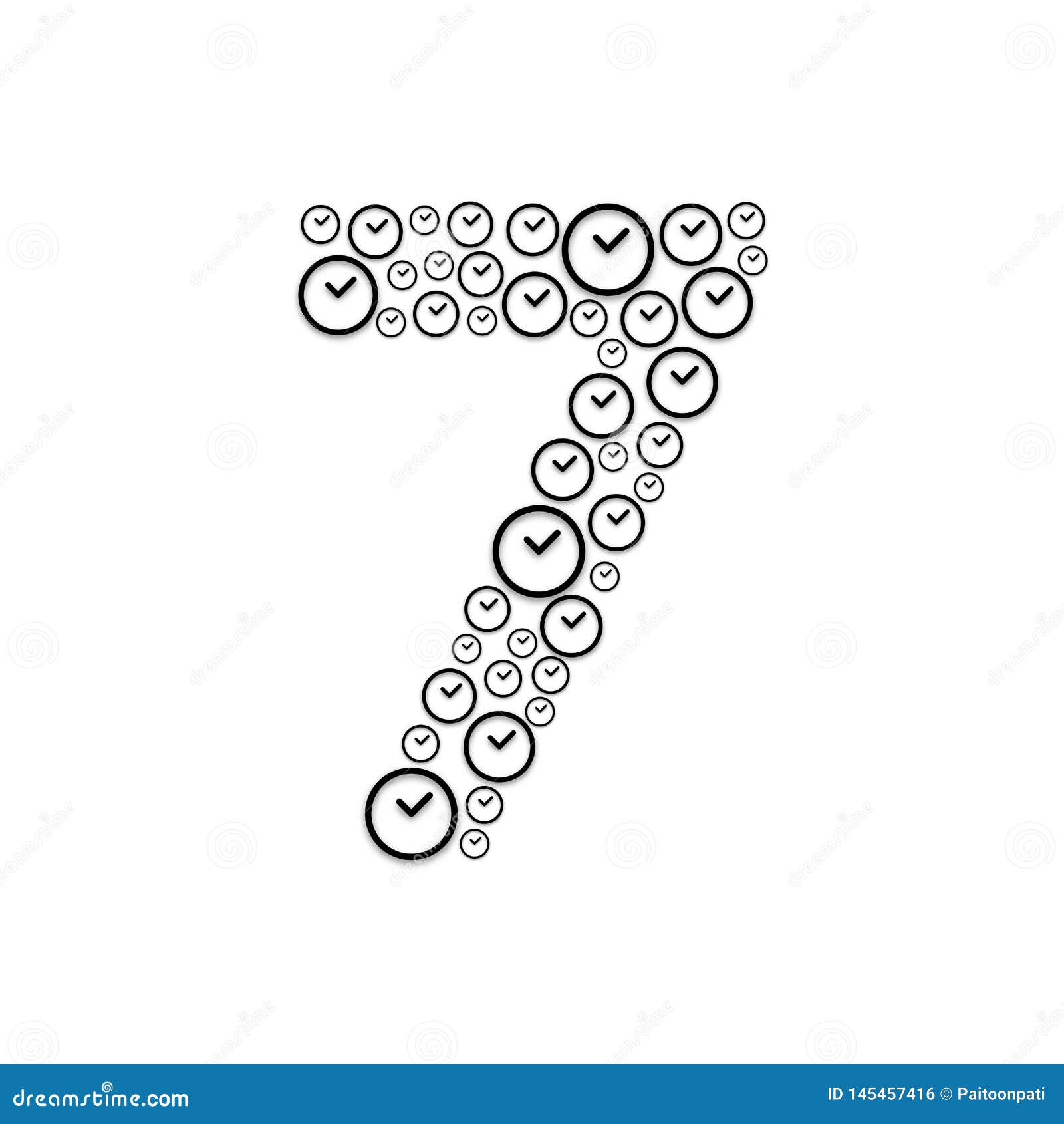 Alphabet Set Letter Number Seven or 7, Clock Pattern, Time System ...