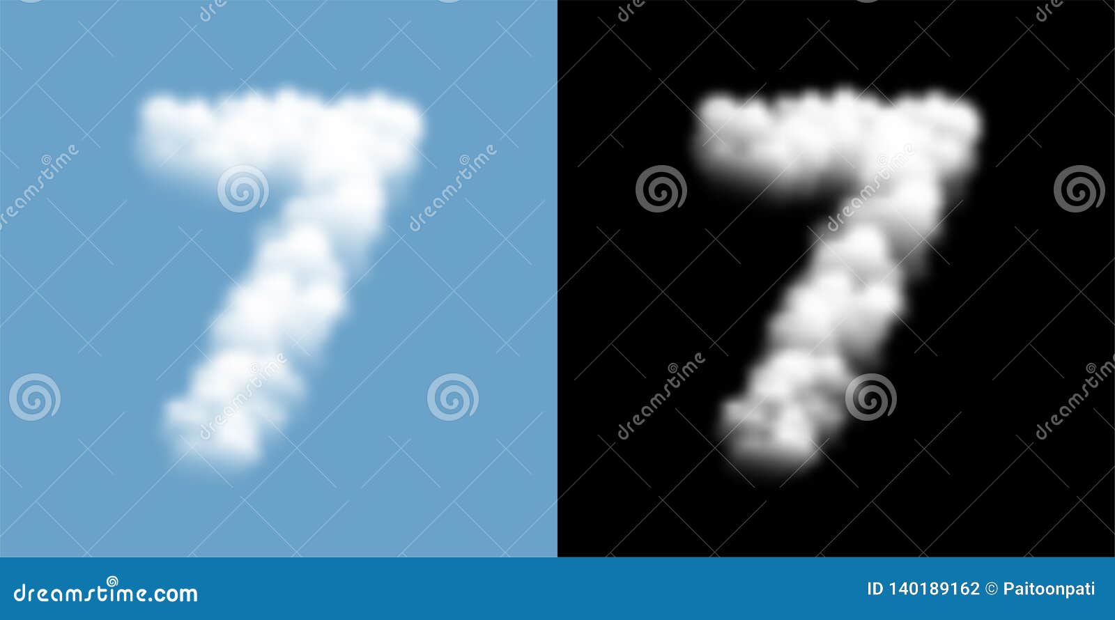 Alphabet Set Letter Number Seven or 7 Cloud or Smoke Pattern ...