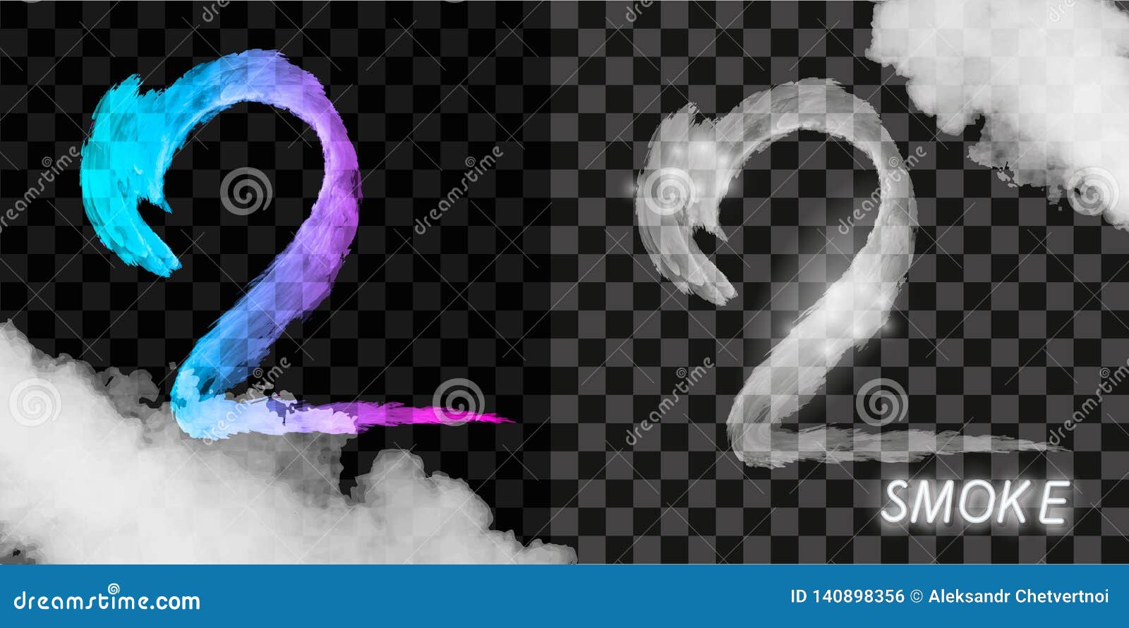 Alphabet Set Letter Number Two or 2 Cloud or Smoke Pattern ...