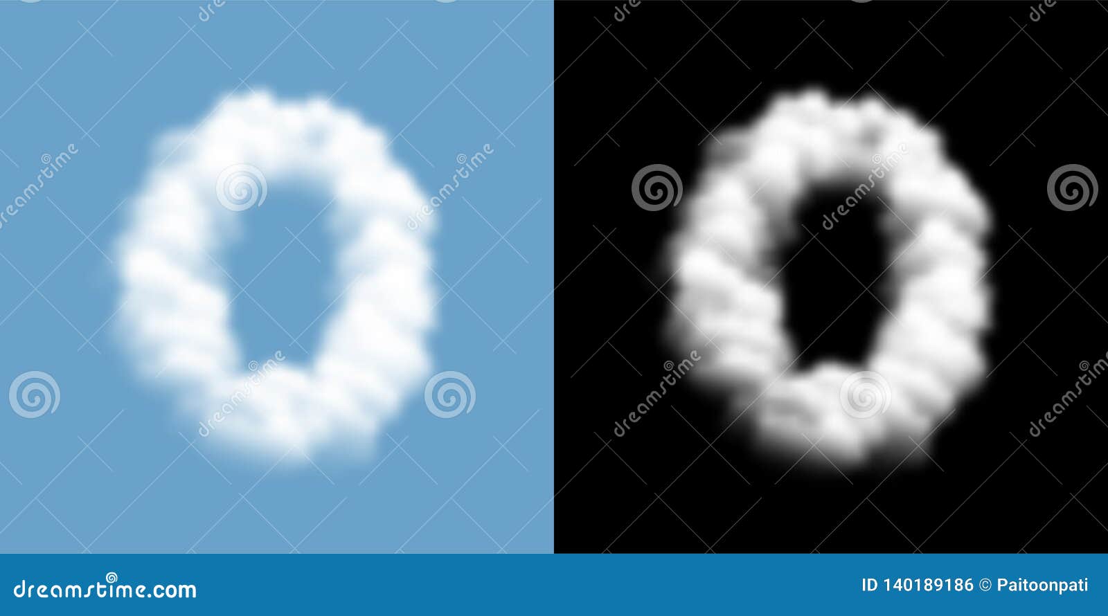 Alphabet Set Letter Number Zero or 0 Cloud or Smoke Pattern ...