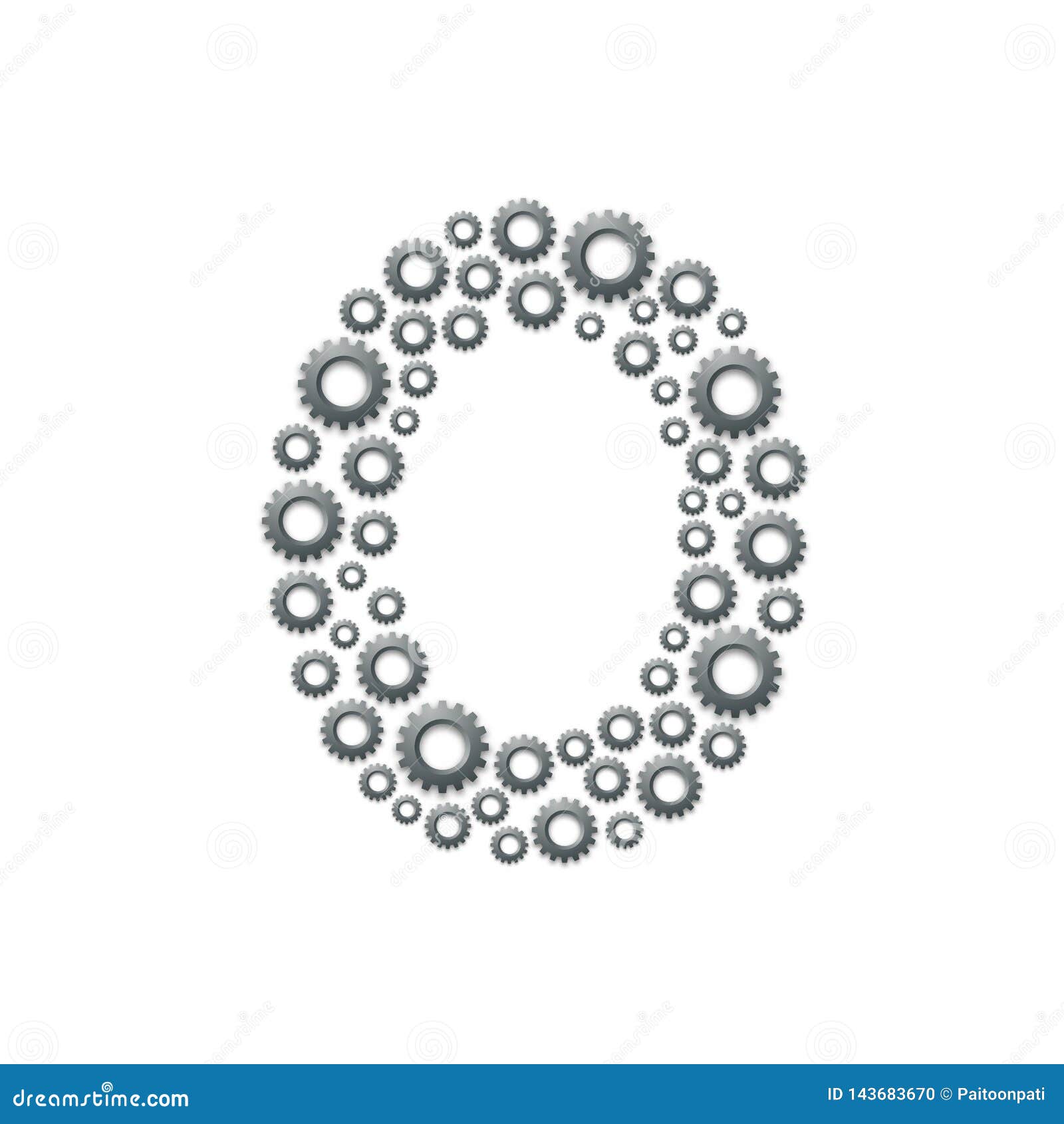 Alphabet Set Letter Number Zero or 0, Engineering Gear Pattern ...