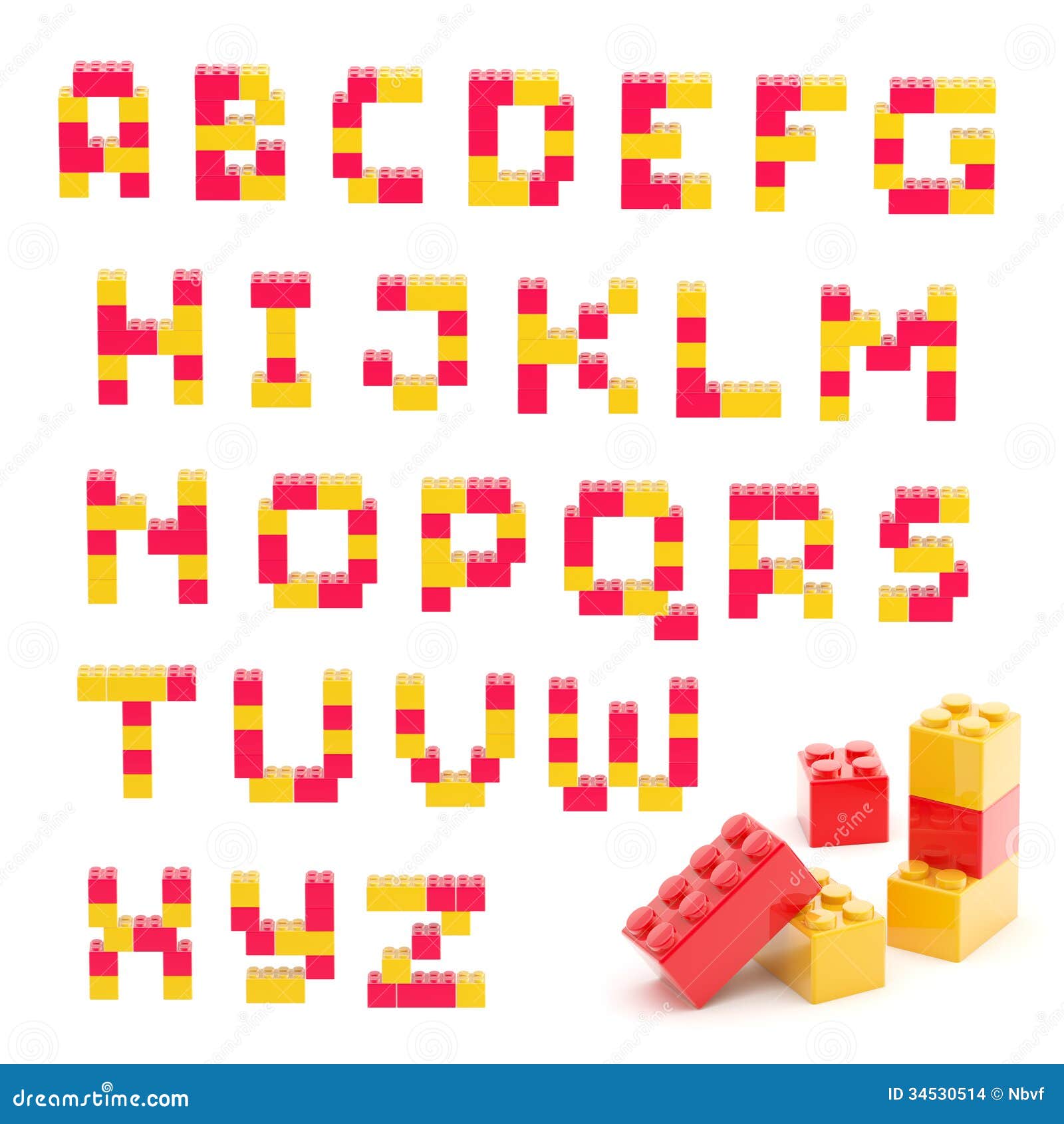 Alphabet Set Made of Toy Blocks Isolated Stock Illustration ...