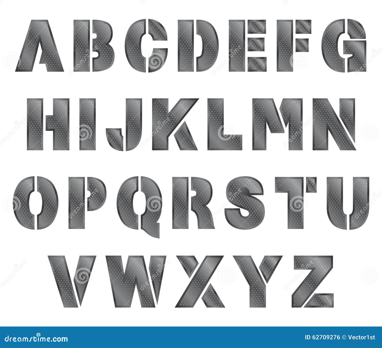 Alphabet set metal theme stock vector. Illustration of element - 62709276