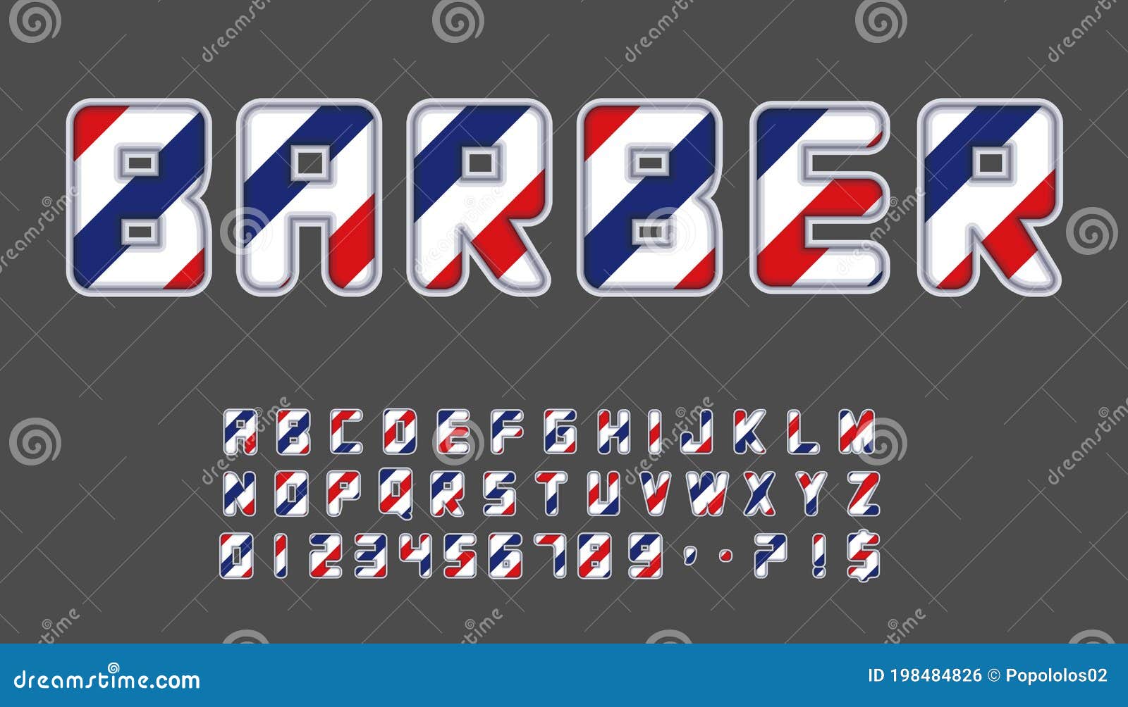 Alphabet Set of Symbols in the Form of Barber Pole. Stock Vector ...