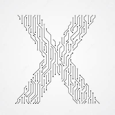 Alphabet X Shape Digital Line Design Stock Vector - Illustration of ...